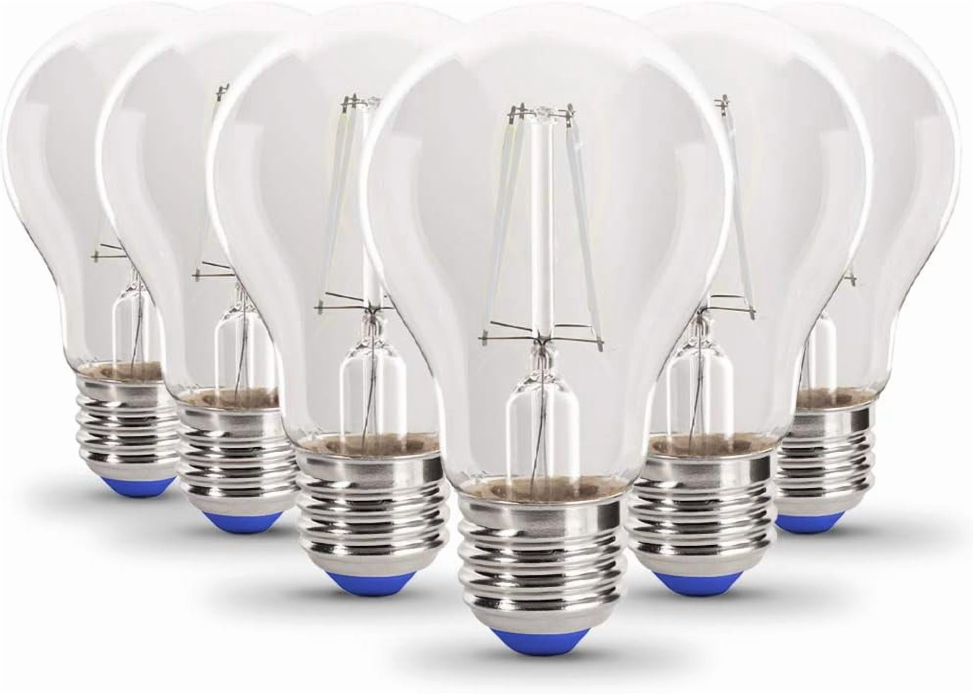 QYUN-A19/TB/LED/6 25W Equivalent Dimmable Clear Glass Filament Colored LED Light Bulbs, Blue, 6 ...