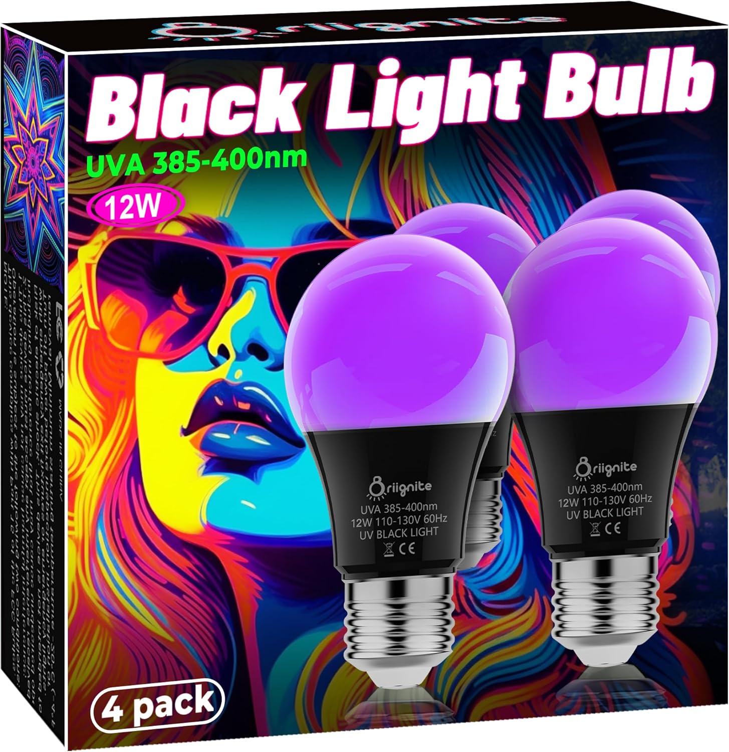 QYUN-Black Light Bulbs, 12W Led Black Light Light Bulb For Halloween ...
