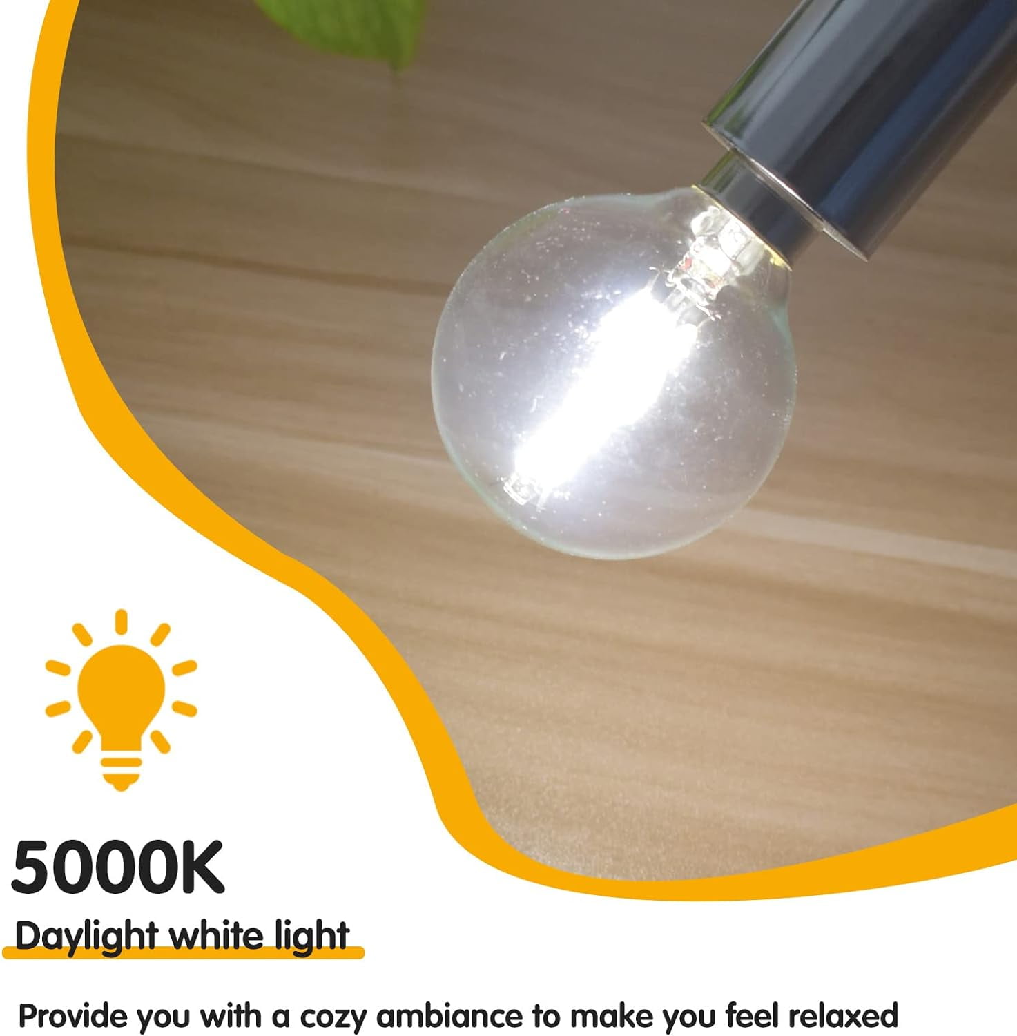 QYUN-Daylight E12 Ceiling Fan Bulb Dimmable, 2W Globe G16.5 LED Chandelier Bulb, 25Watt ...