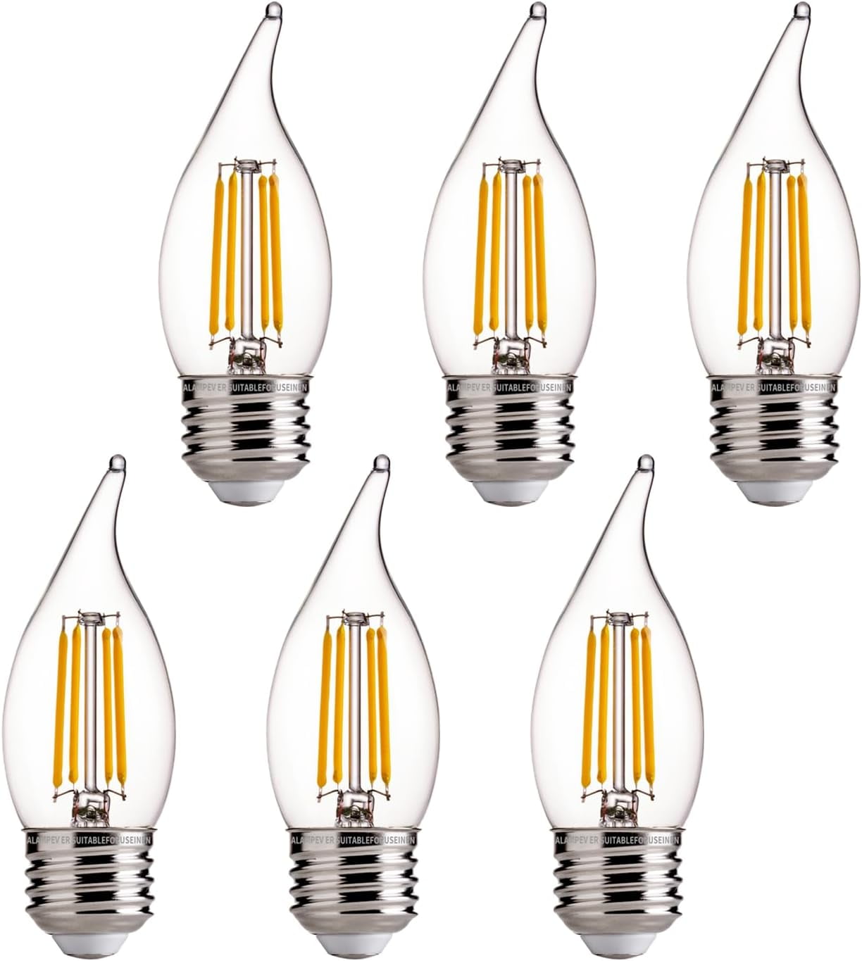 QYUN-Dimmable 6-Pack Ca11 Candelabra Led Light Bulb, 4.5W (60W Equivlant) Led Chandelier Light ...