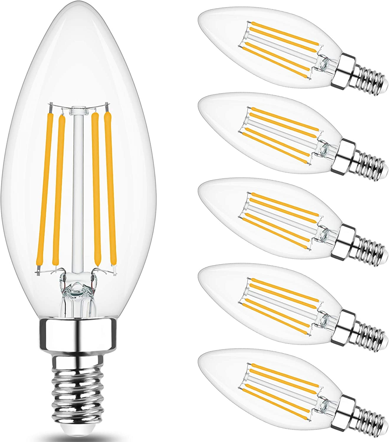 QYUN-Dimmable Candelabra Led Bulb 2700K Warm White,E12 Base Ceiling Fan ...