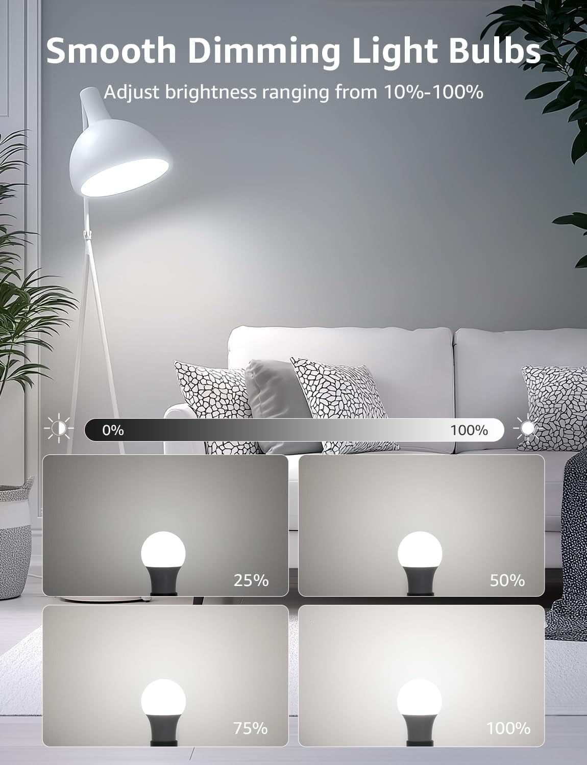 QYUN-Dimmable LED Light Bulbs 100 Watt Equivalent, 14W 1500LM Daylight White 5000K, A19 E26 ...