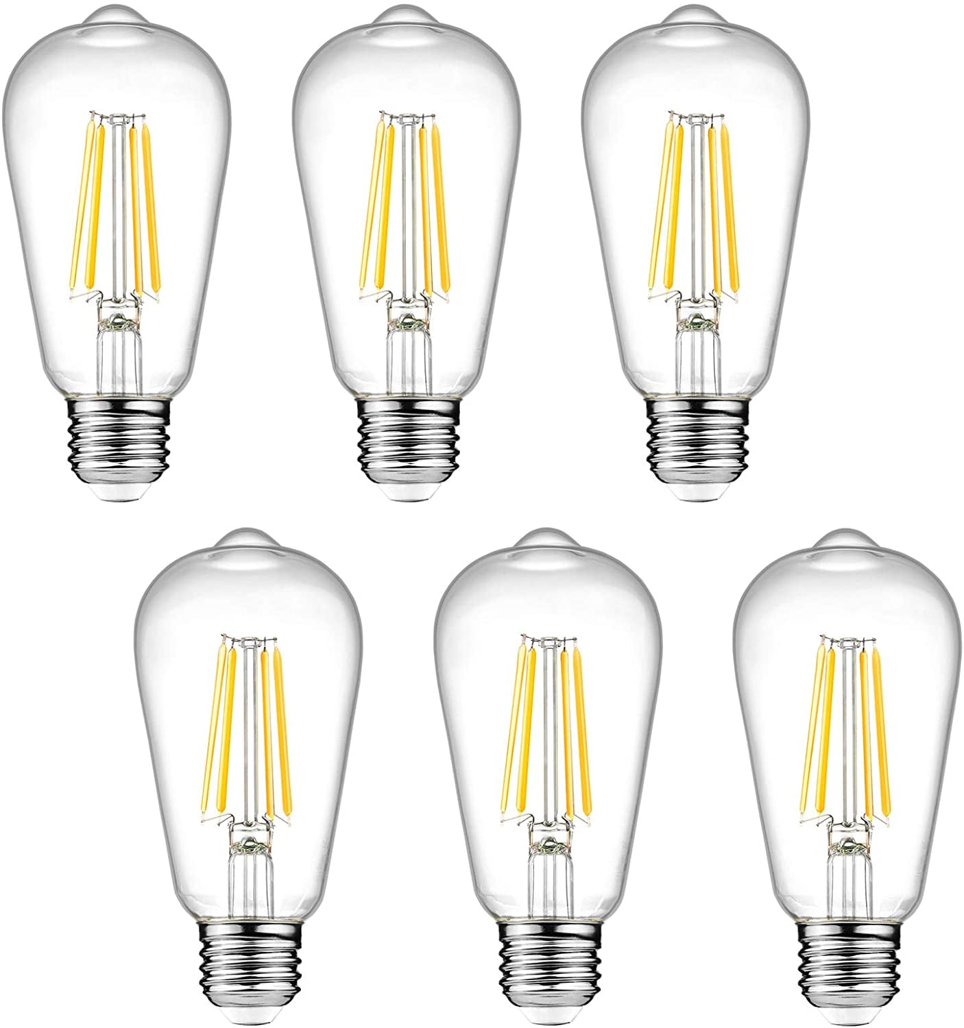 QYUN-Dimmable Vintage Led Edison Bulbs, 6W, Equivalent 60W, 700Lm, Warm White 2700K, 80+ Cri ...