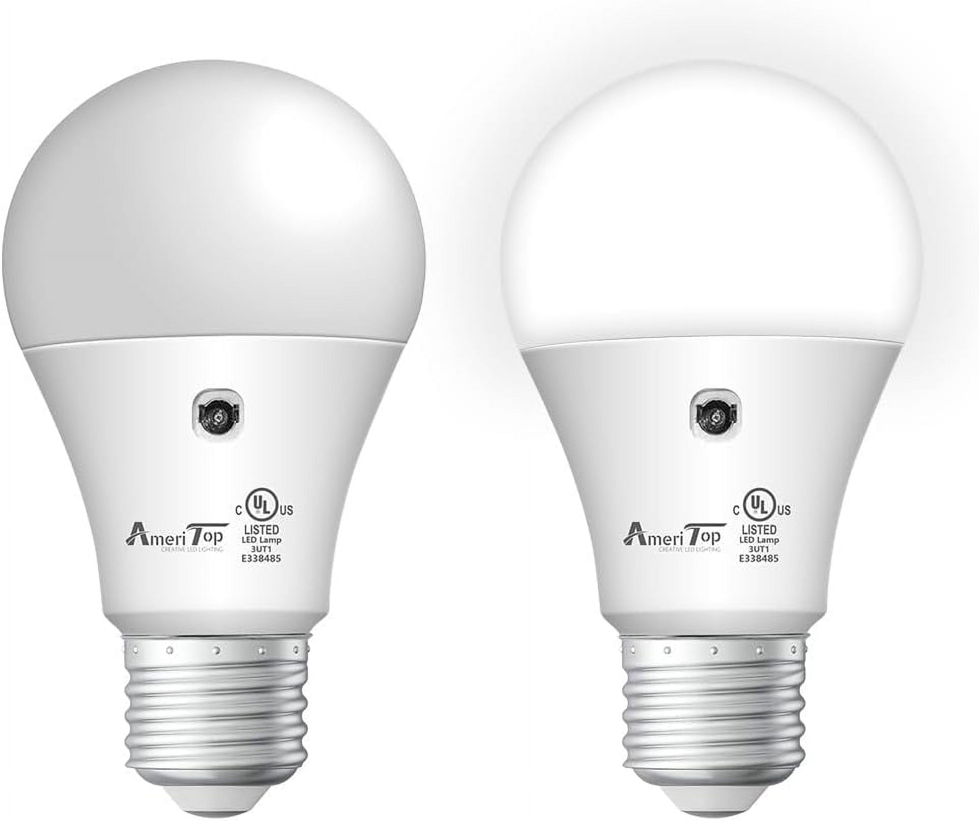 QYUN-Dusk To Dawn Light Bulb- 2 Pack, A19 Led Sensor Light Bulbs; Ul Listed, Automatic On/Off ...