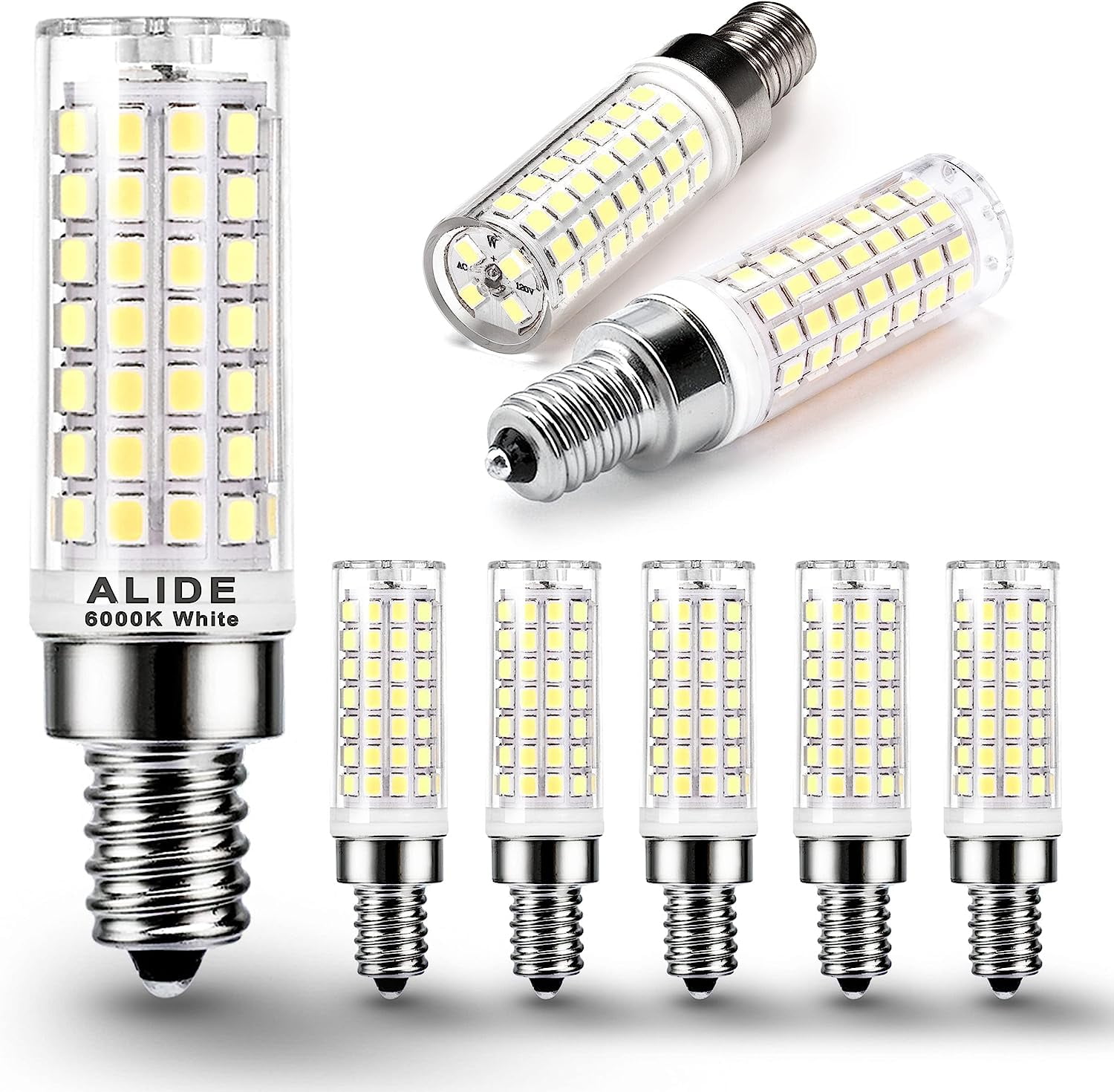 QYUN-E12 75 Watt Replacement Led Candelabra Bulbs C7,6000K Daylight Bright Cool White,800Lm T6 7 ...