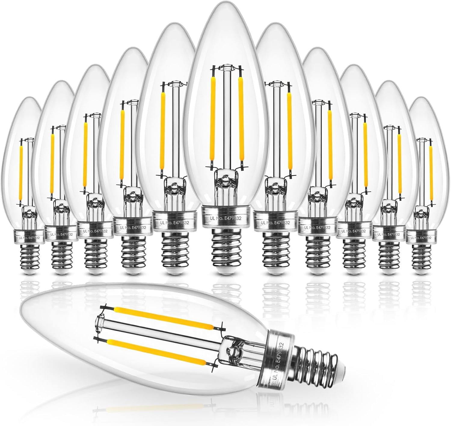 QYUN-E12 Candelabra Bulb 40 Watt Equivalent, Dimmable Candelabra Led Light Bulbs Soft White ...