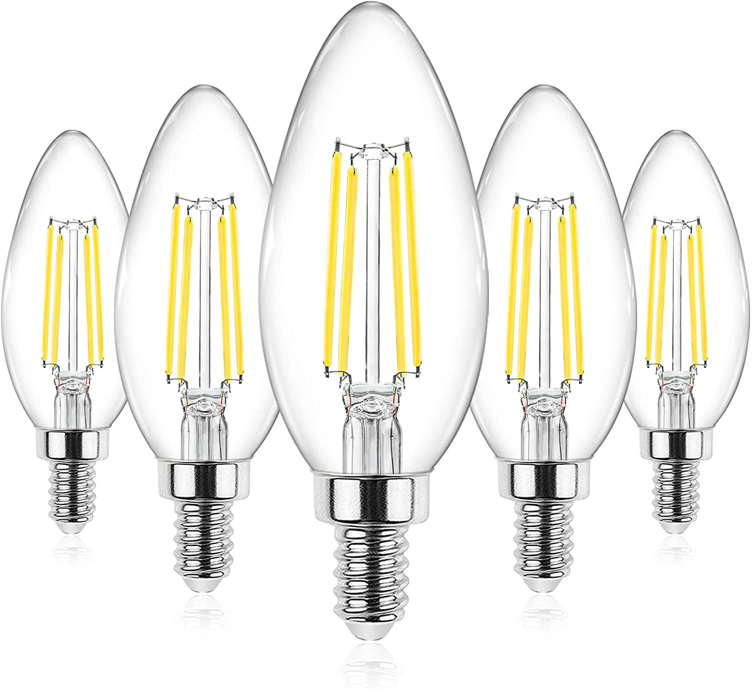 QYUN-E12 Candelabra Led Light Bulbs 60 Watt Equivalent, Daylight White ...