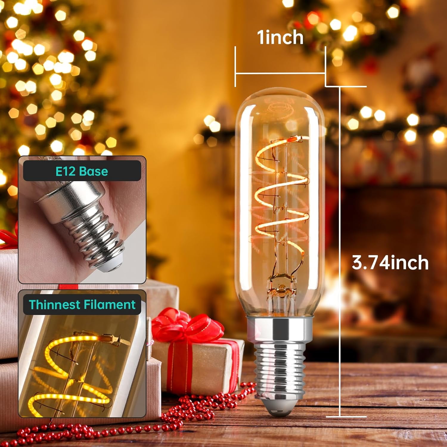 QYUN-E12 Chandelier Light Bulbs 40 Watt 2000K Soft Yellow, Ultra-Thin ...