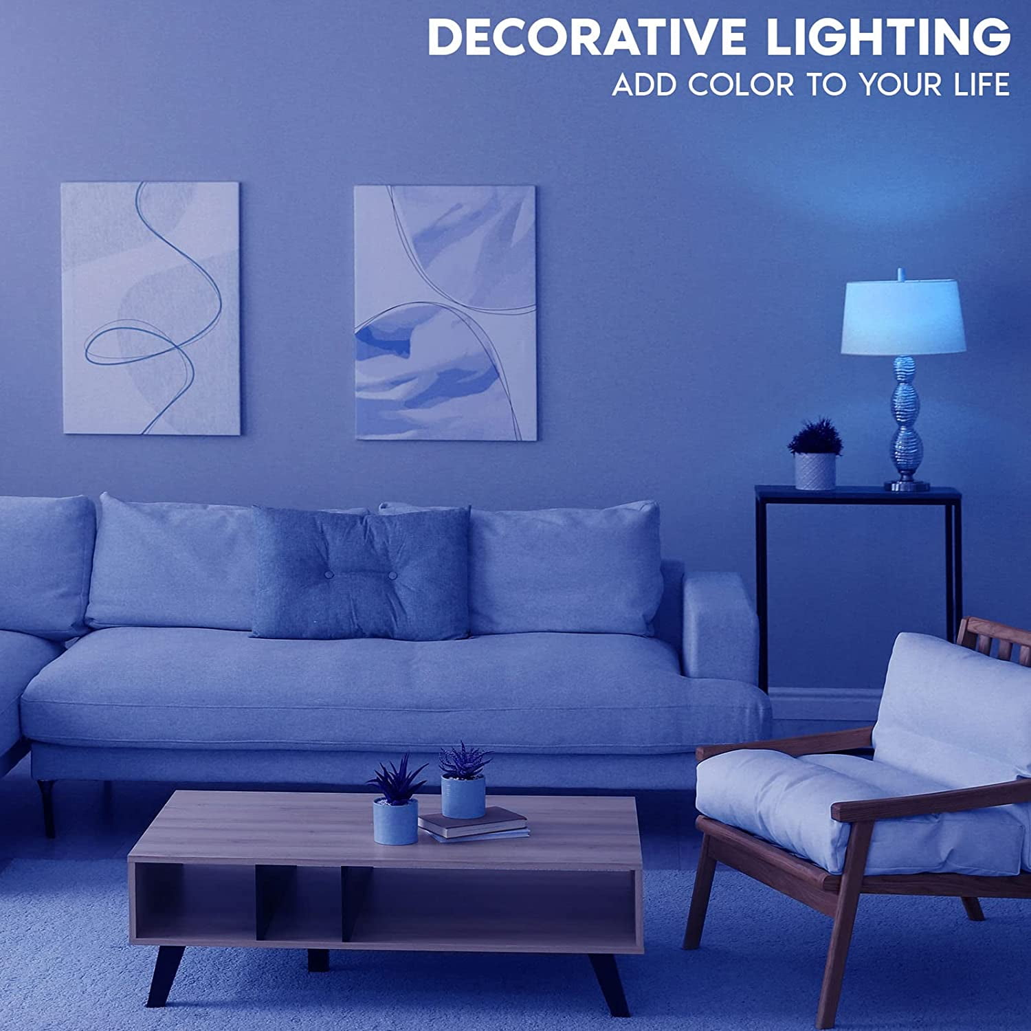 QYUN-E12 LED Filament Blue Light Bulb, 4.5W (40W Equivalent), Colored ...