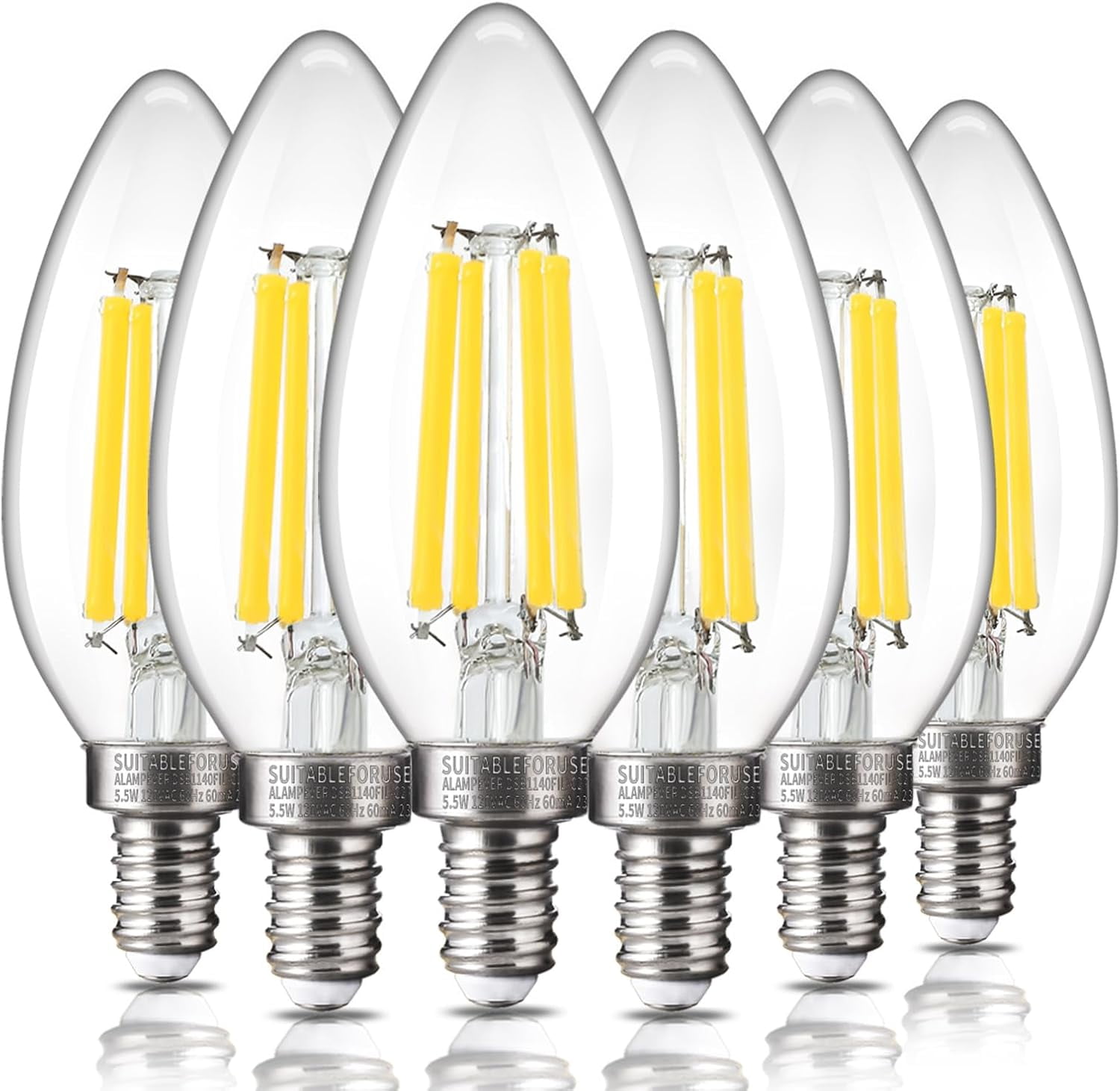 QYUN-E12 Led Bulb 100 Watt Equivalent, 800Lm Super Bright Dimmable Led Light Bulb, B11 5000K ...