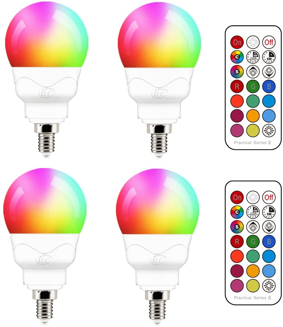 QYUN-E12 Led Light Bulbs (40W Equivalent) 5W, Color Changing Rgb, 5700K ...
