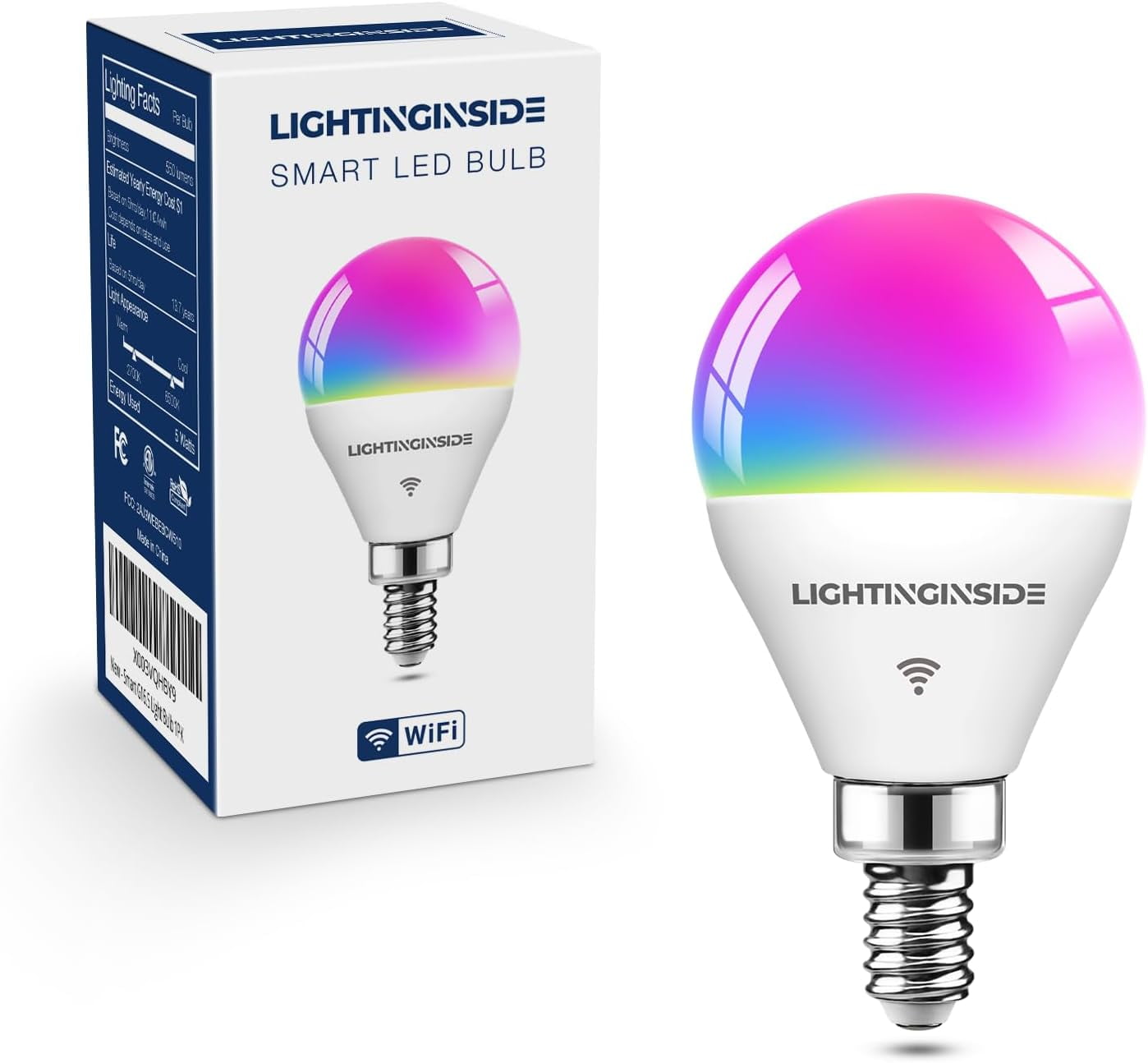 QYUN-E12 Smart Light Bulbs 50W Equivalent, Wifi G16 1/2 Rgbcw ...