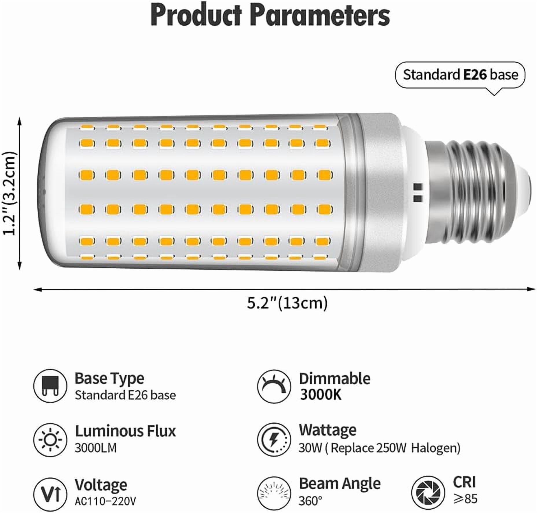 QYUN-E26 LED Bulbs, 30W LED Light Bulbs Equivalent 250W, 3000K Sunset ...