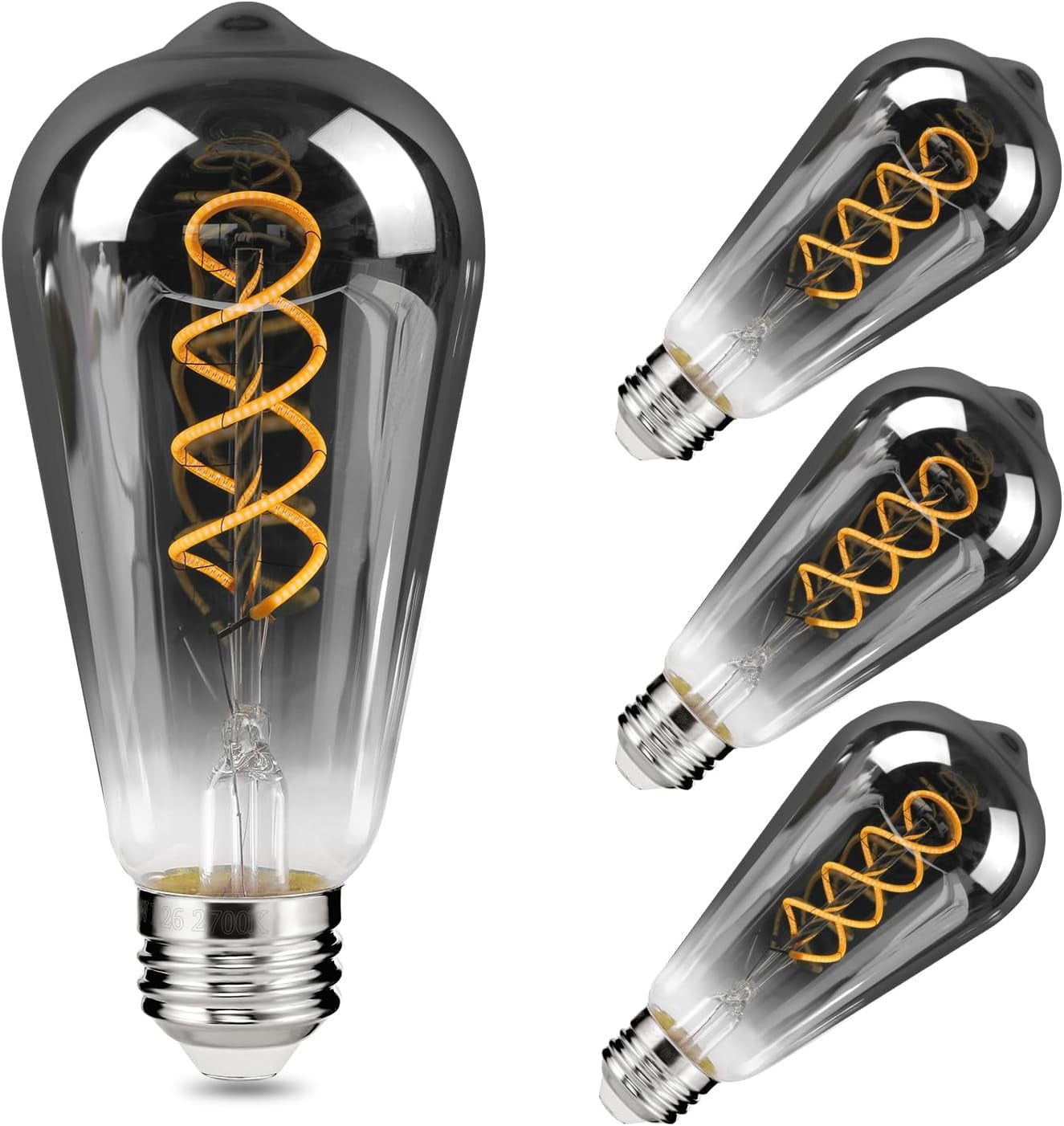 QYUN-E26 St64 Vintage Edison Light Bulbs, Smoky Grey Coated Glass ...