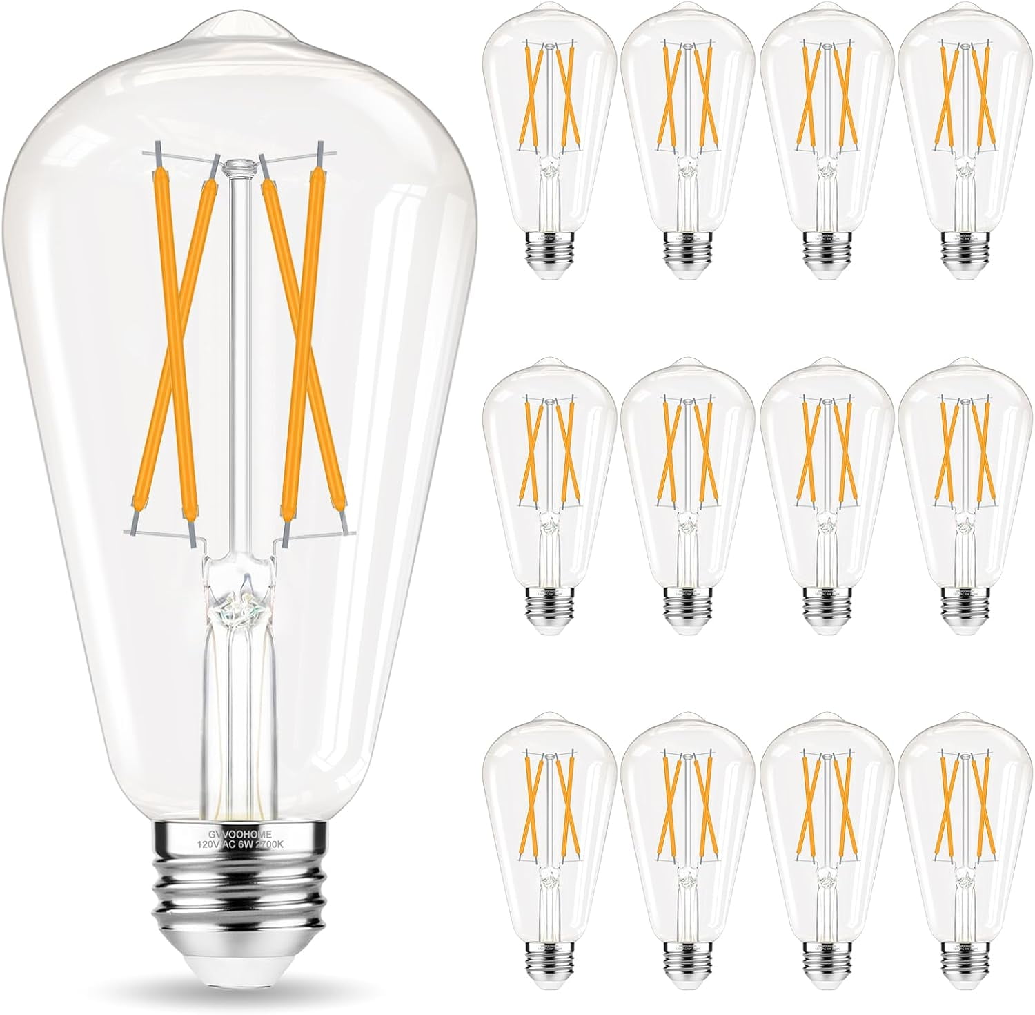 QYUN-Edison Bulbs, E26 Led Bulb 60 Watt Non-Dimmable, Soft White 2700K, St58 Vintage Light Bulbs ...