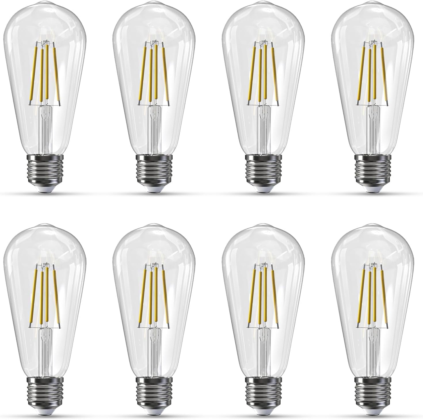 QYUN-Edison Led Light Bulbs E26 Led Bulb 60 Watt Equivalent Dimmable Light Bulbs 4000K Natural ...