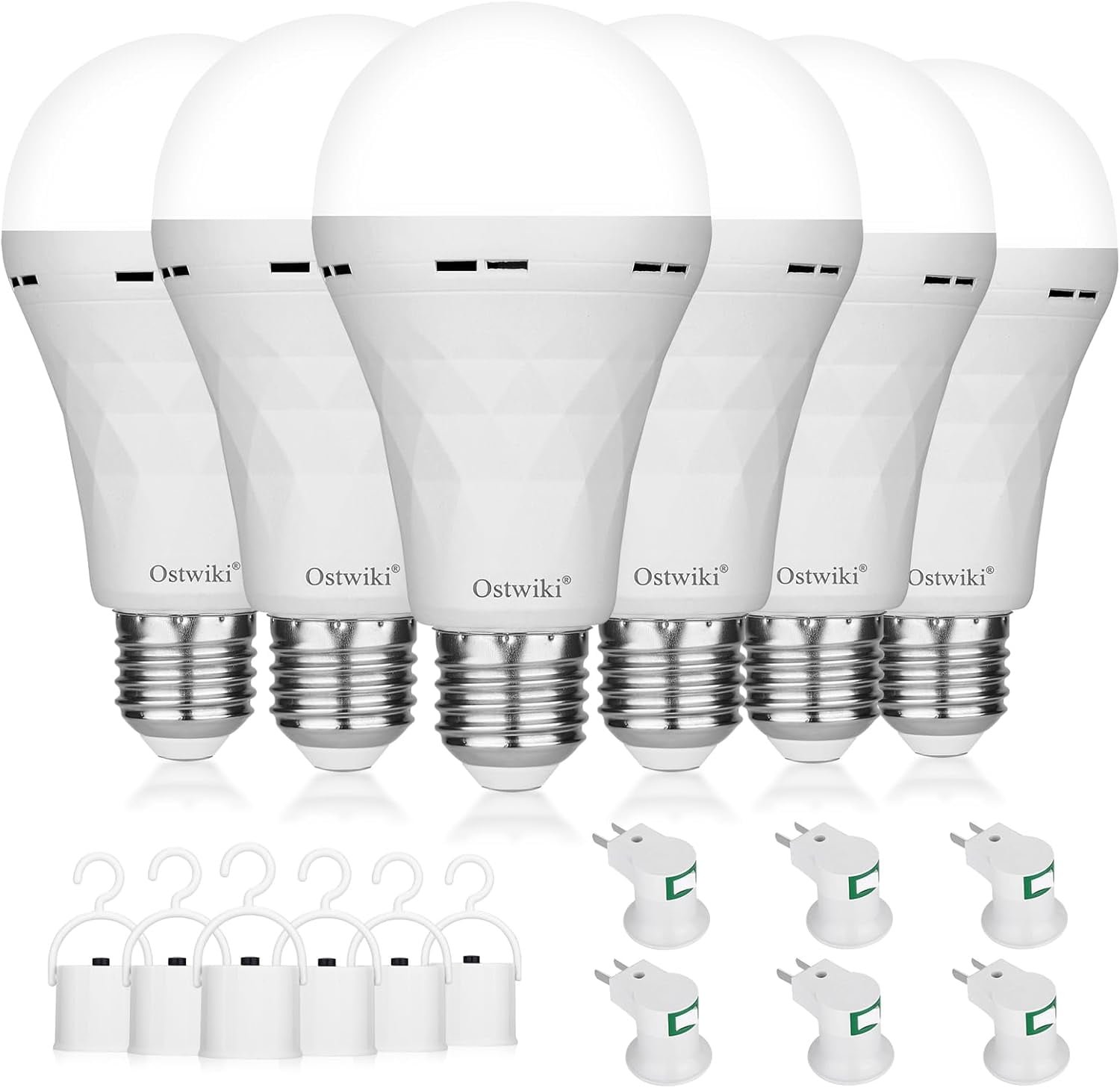 QYUN-Emergency Rechargeable Light Bulbs,6 Pack Battery Operated Backup ...