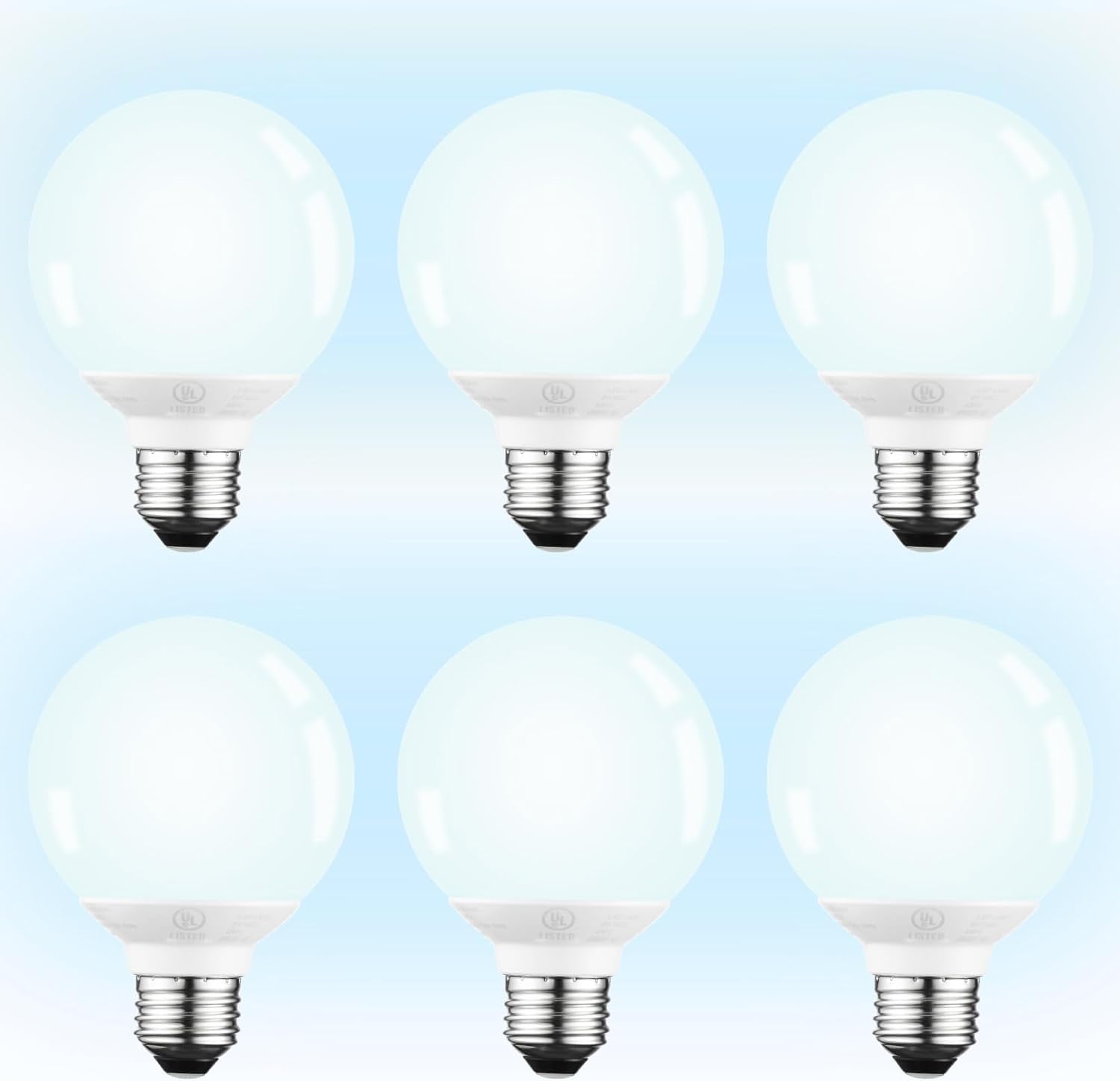 QYUN-G25 Led Light Bulbs, 5W 40W Equivalent, Dimmable 450Lm Globe Light Bulbs, 5000K Daylight ...