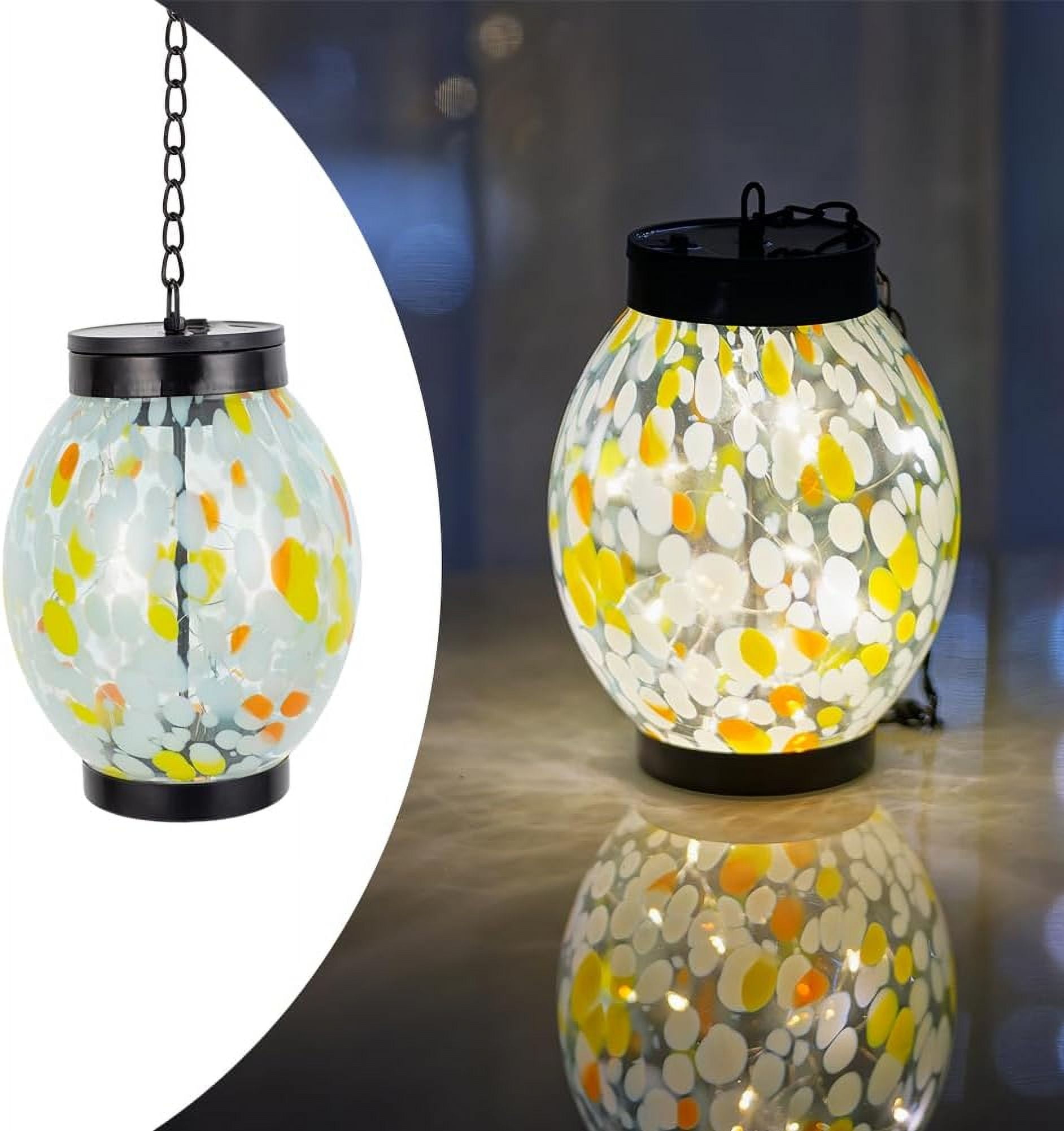 QYUN-Hanging Solar Lanterns Outdoor Waterproof 21" Spot Glass Solar ...