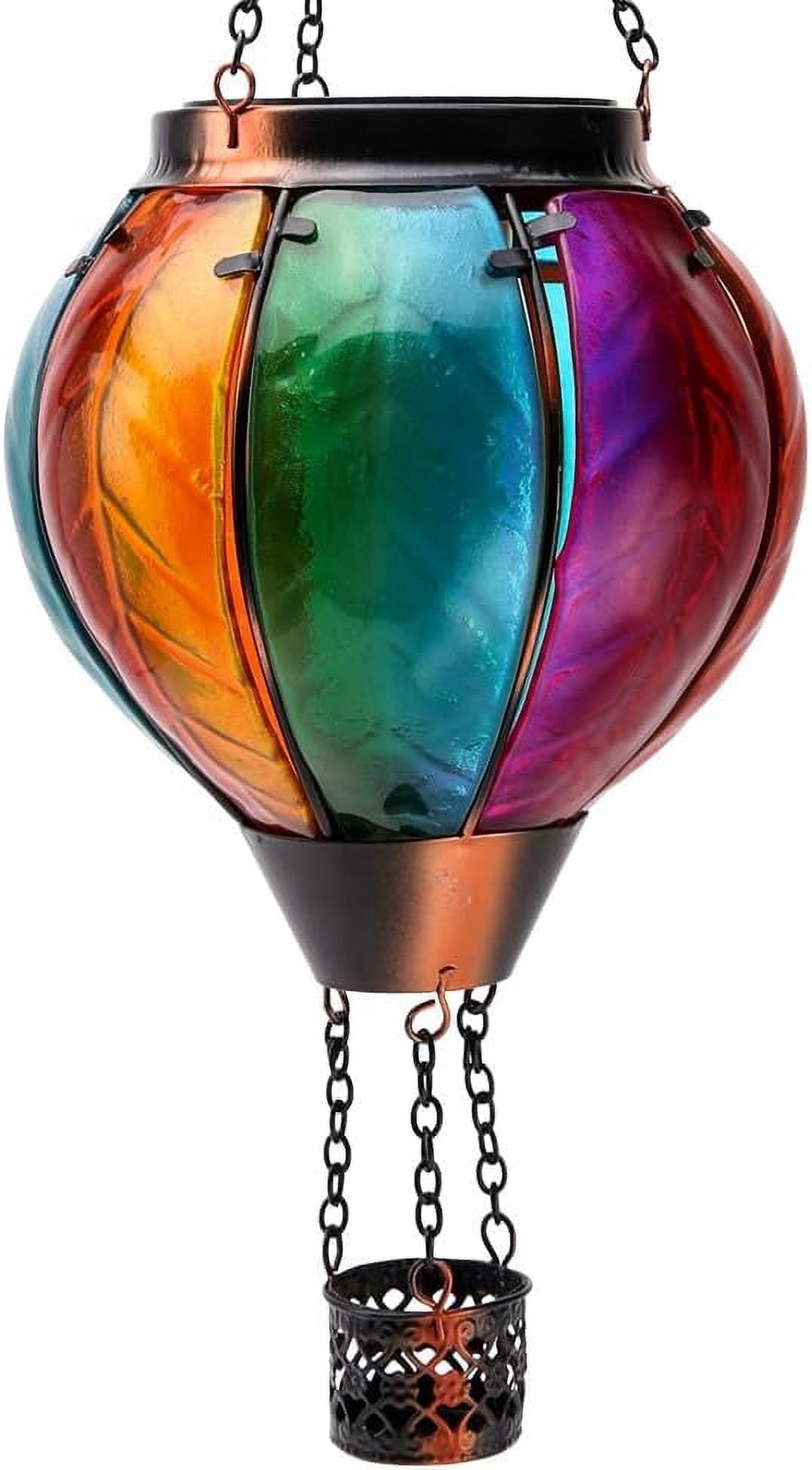 QYUN-Hot Air Balloon Solar Lantern With Flickering Flame Light Glass ...
