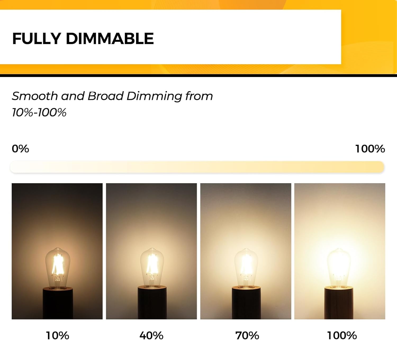 QYUN-LED Edison Bulbs, 6W, Equivalent 60W, 3000K Soft White, Dimmable ...