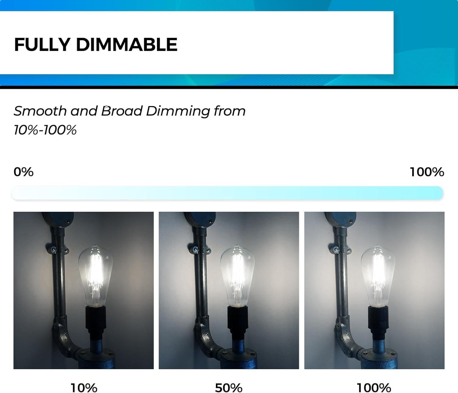 QYUN-LED Edison Bulbs, 6W, Equivalent 60W, Dimmable E26 LED Bulb ...