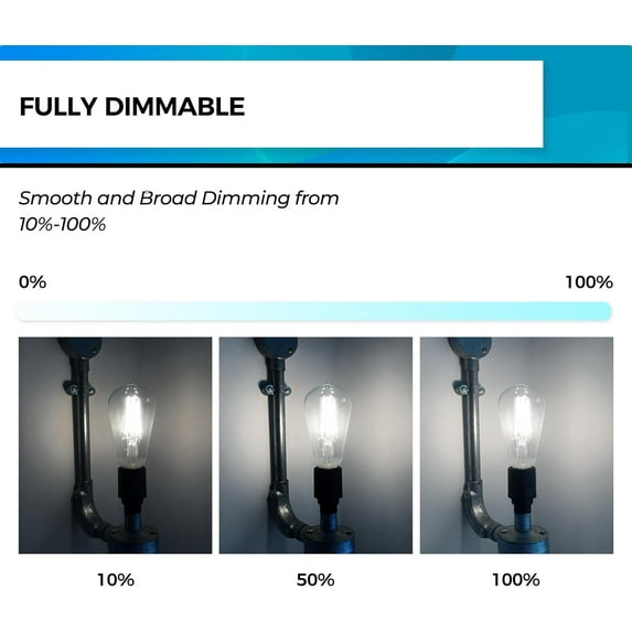 QYUN-LED Edison Bulbs, 6W, Equivalent 60W, Dimmable E26 LED Bulb ...