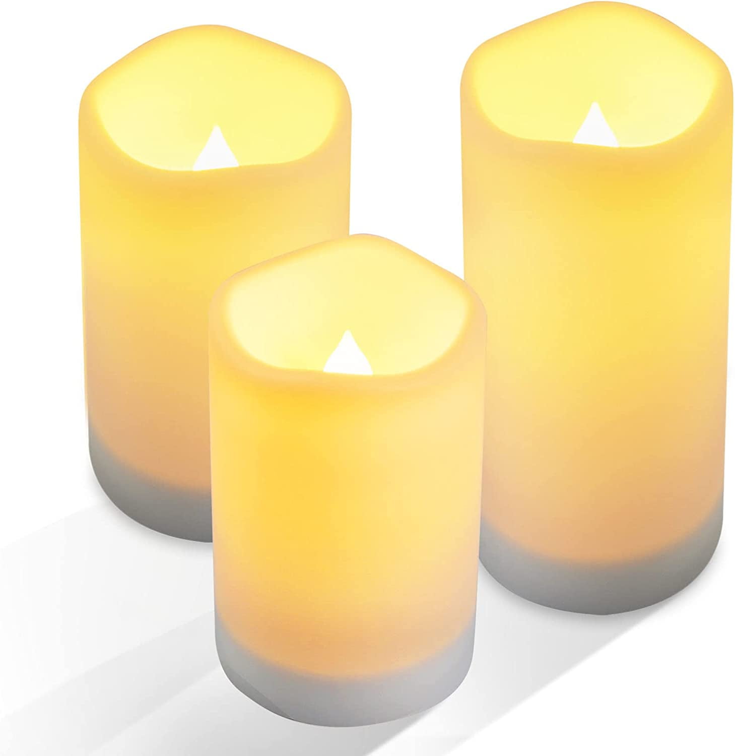 QYUN-Large Outdoor Solar Powered Candles - Flameless Pillar Waterproof ...