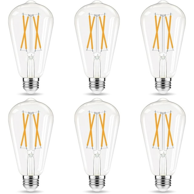 QYUN-Led Edison Bulbs, E26 Bulb 60 Watt Non-Dimmable, Soft White 2700K, St58 Vintage Light Bulbs ...