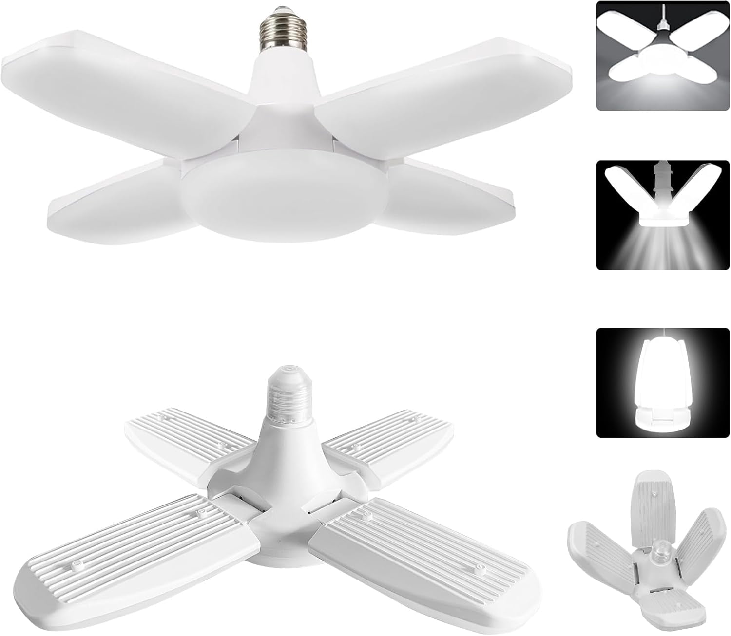 QYUN-Led Garage Lights 2Pack, 60W Deformable Led Ceiling Lighting ...