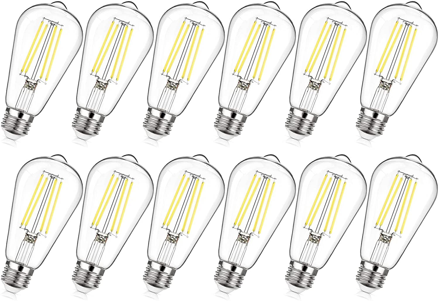 QYUN-Maxvolador 12-Pack Dimmable Vintage Led Edison Bulb 60W Equivalent ...