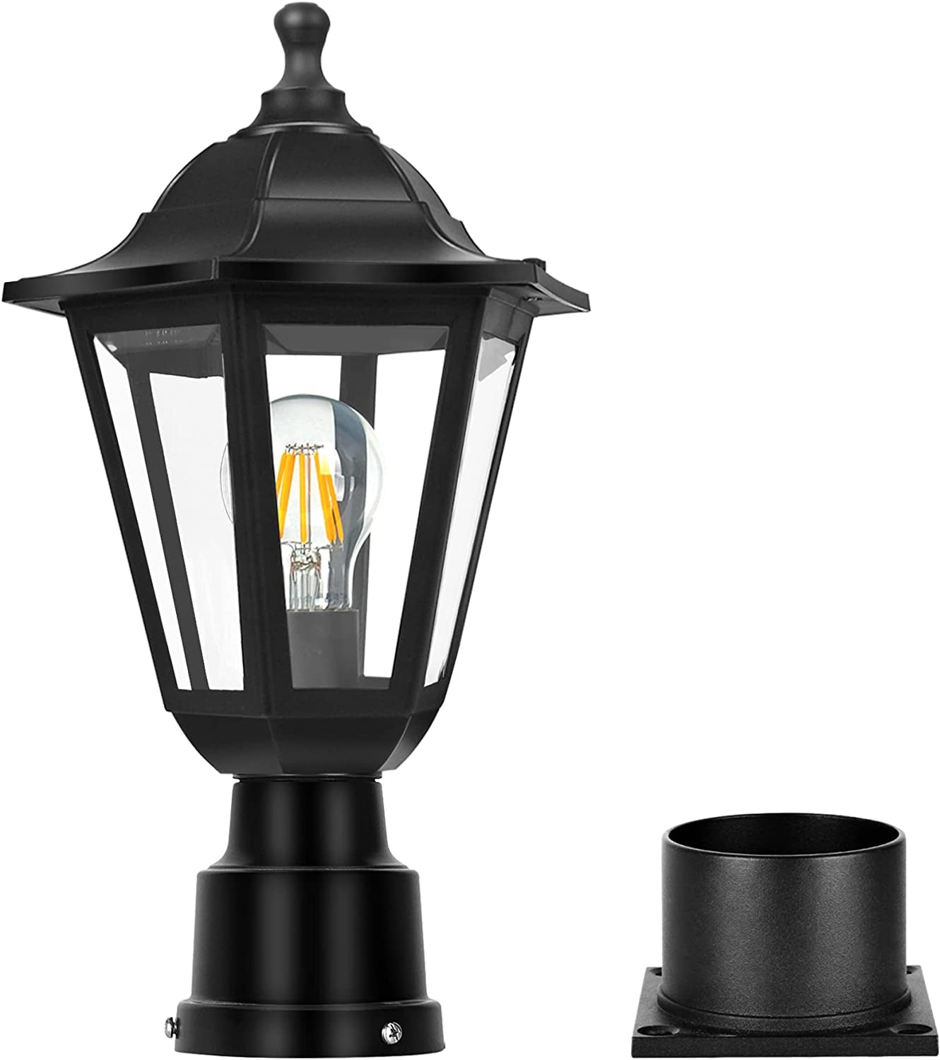 QYUN-Outdoor Post Light, Exterior Lamp Post Light Fixture With Pier ...