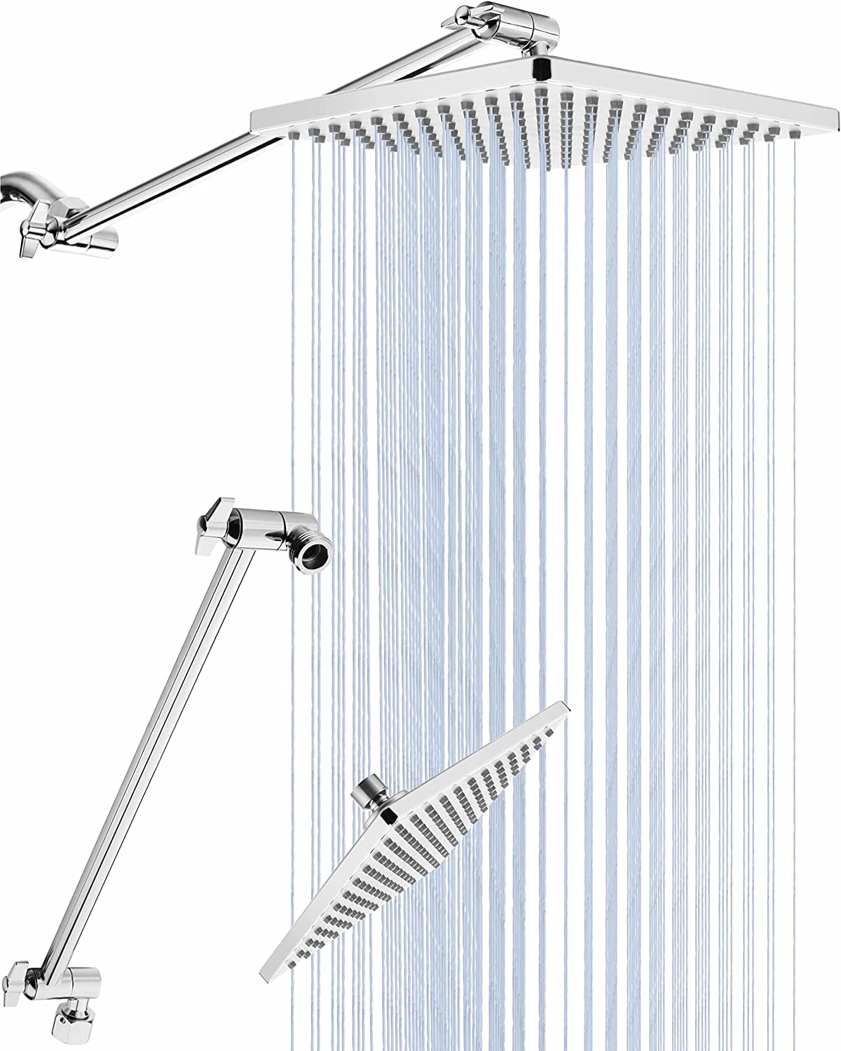 QYUN-Rain Shower Head, 8'' High Pressure Rainfall Square Showerhead ...