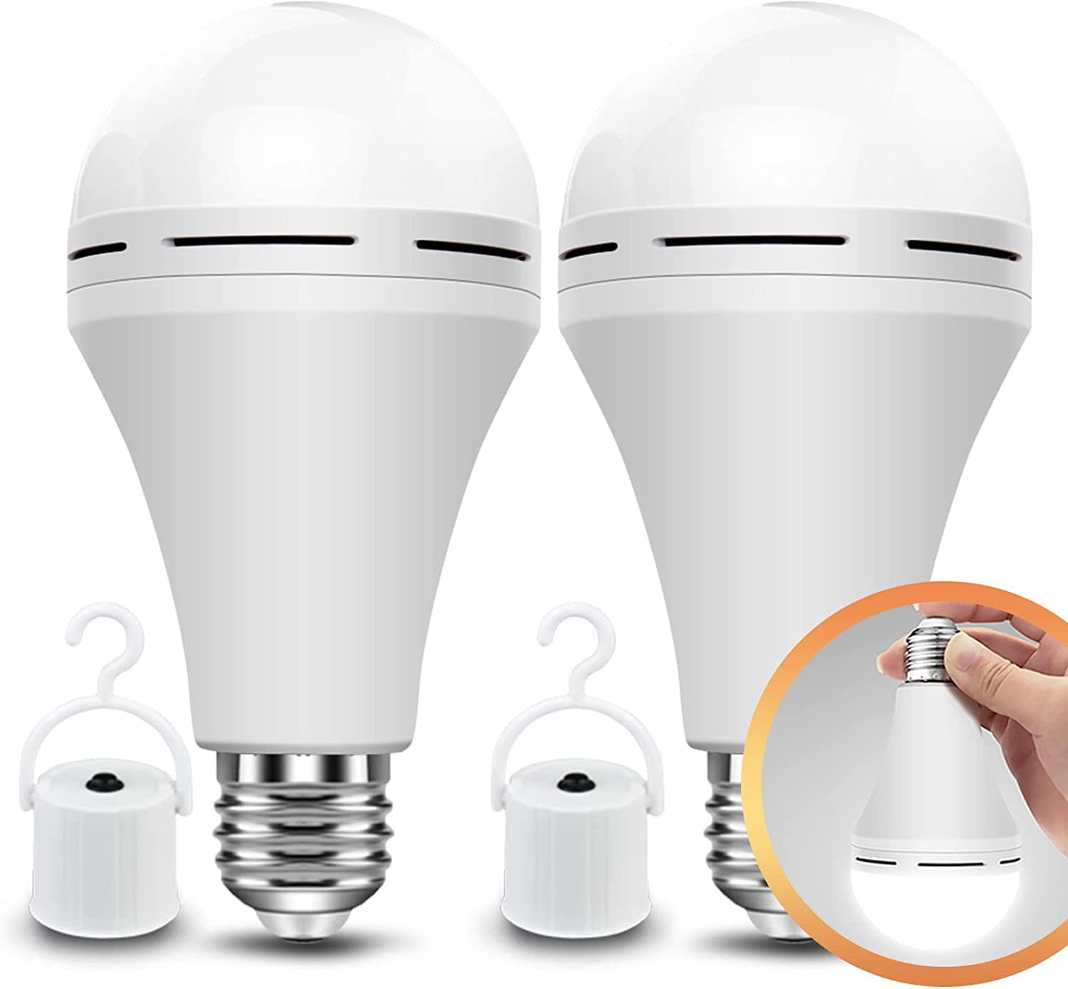 QYUN-Rechargeable Light Bulbs Battery Operated Powered Backup Light ...