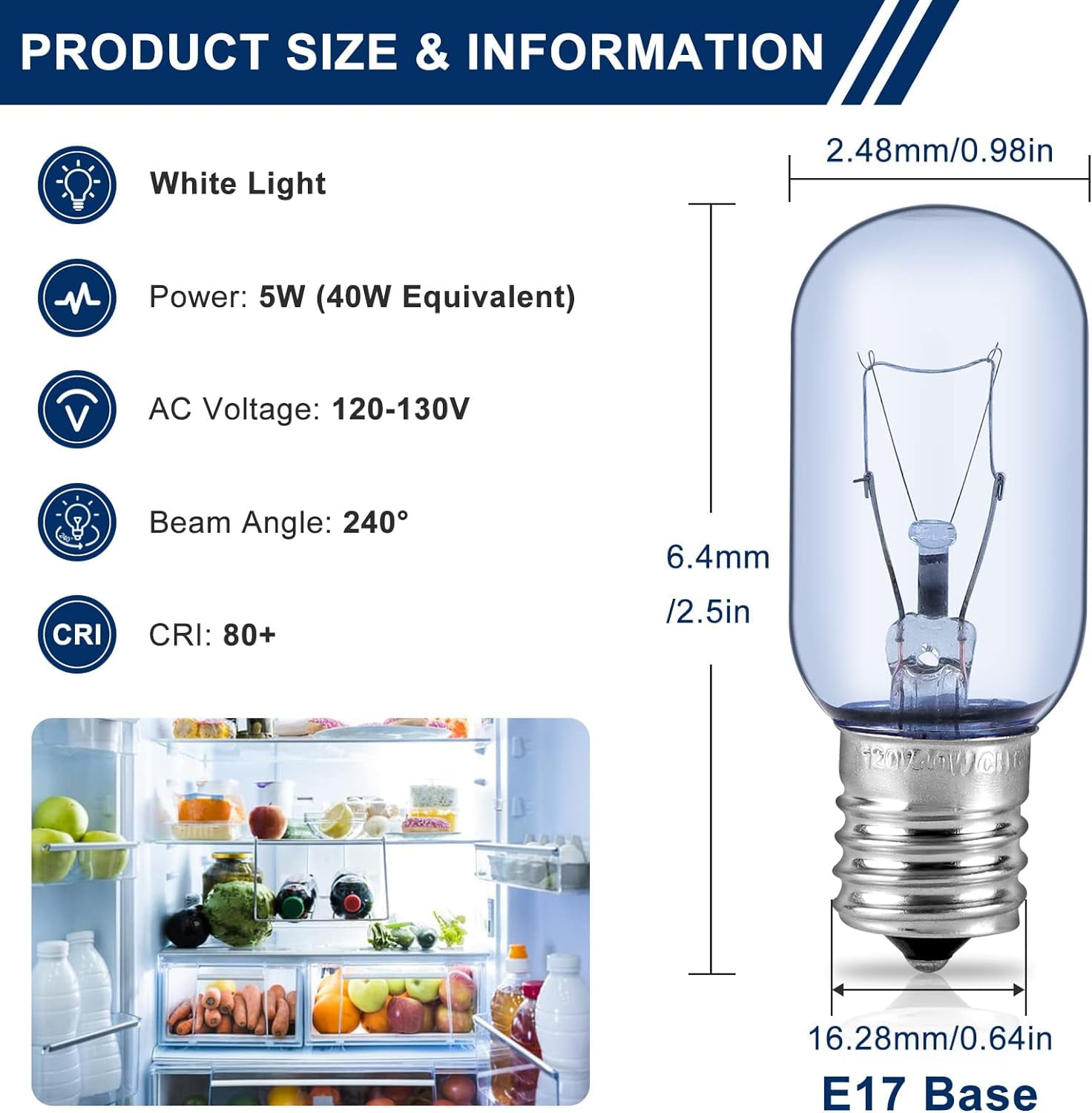 QYUN-Refrigerator Light Bulb T8 297048600 241552802 Replacement ...