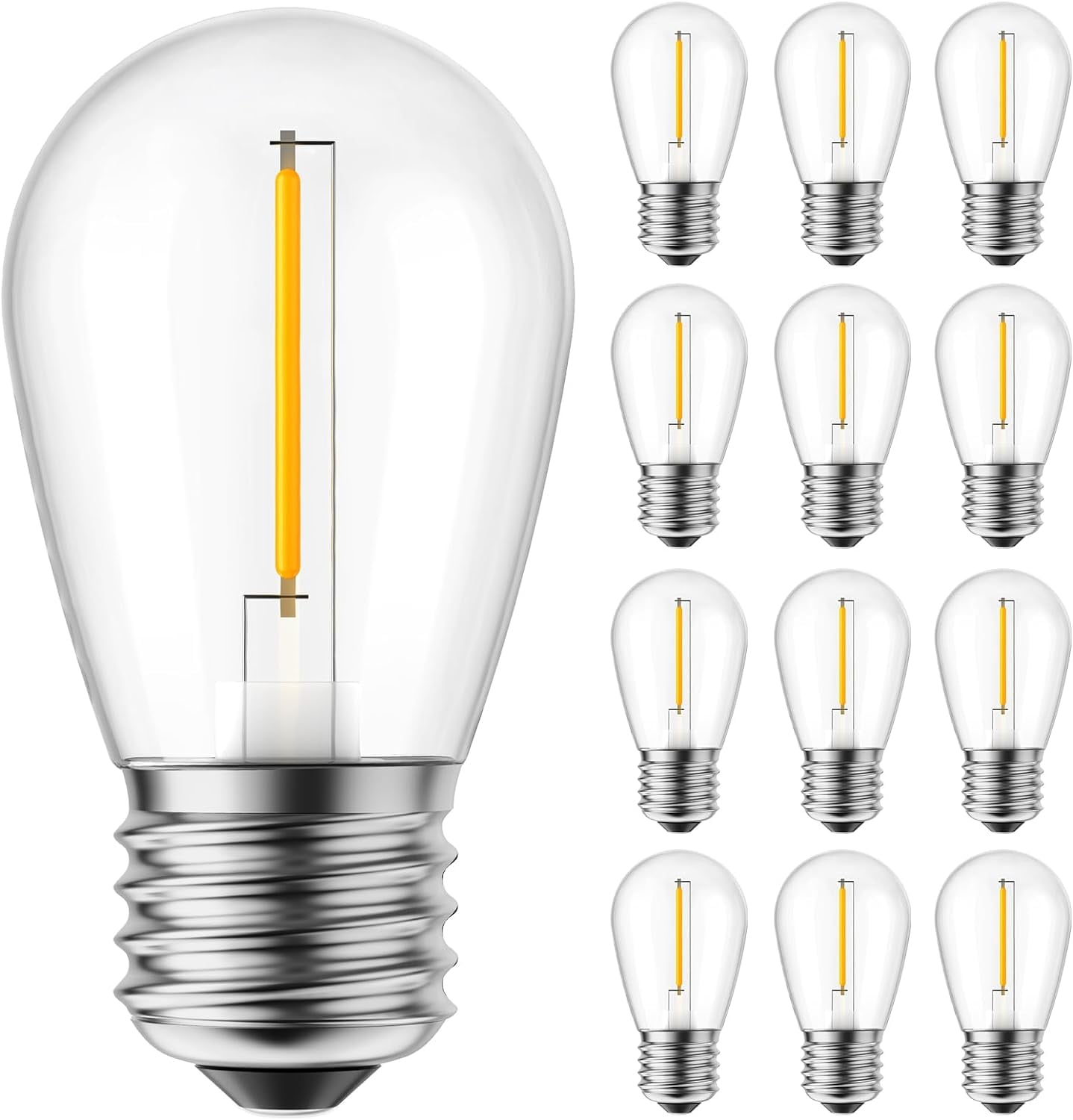 QYUN-S14 Led Light Bulbs 15 Pack 1W (Equivalent To 11 W) Shatterproof ...