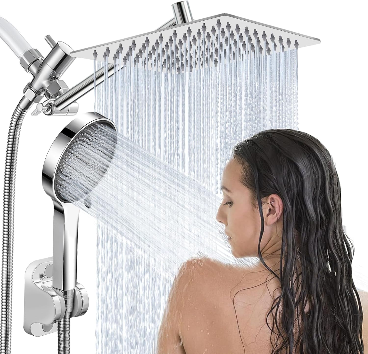 QYUN-Shower Head,8”Rain Shower Head With Handheld Spray Combo With 11 ...