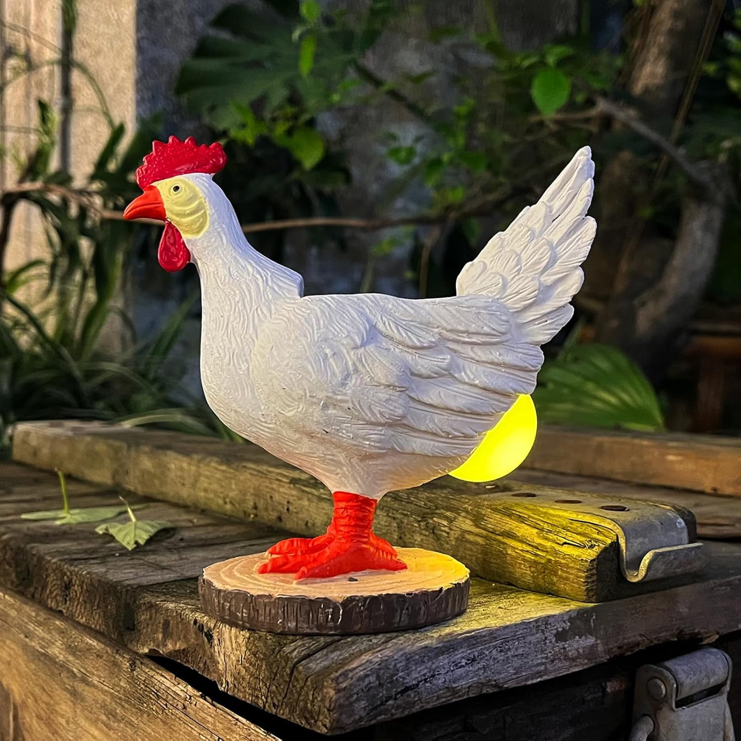 QYUN-Solar Garden Statues Outdoor Decor - Miniature Chicken Egg Lamp Figurine Thanksgiving ...