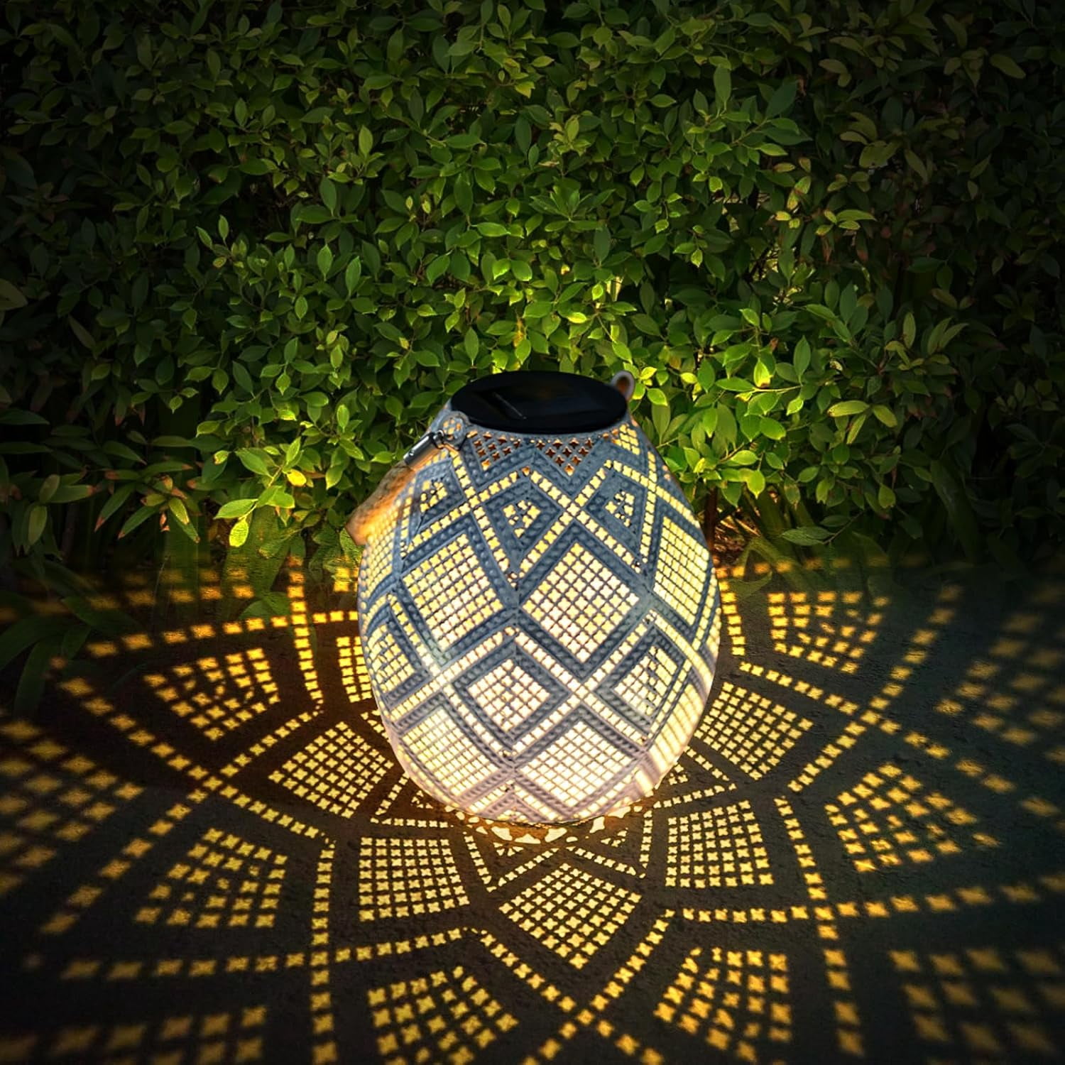 QYUN-Solar Lantern, Lanterns Decorative Outdoor With Geometric Pattern ...