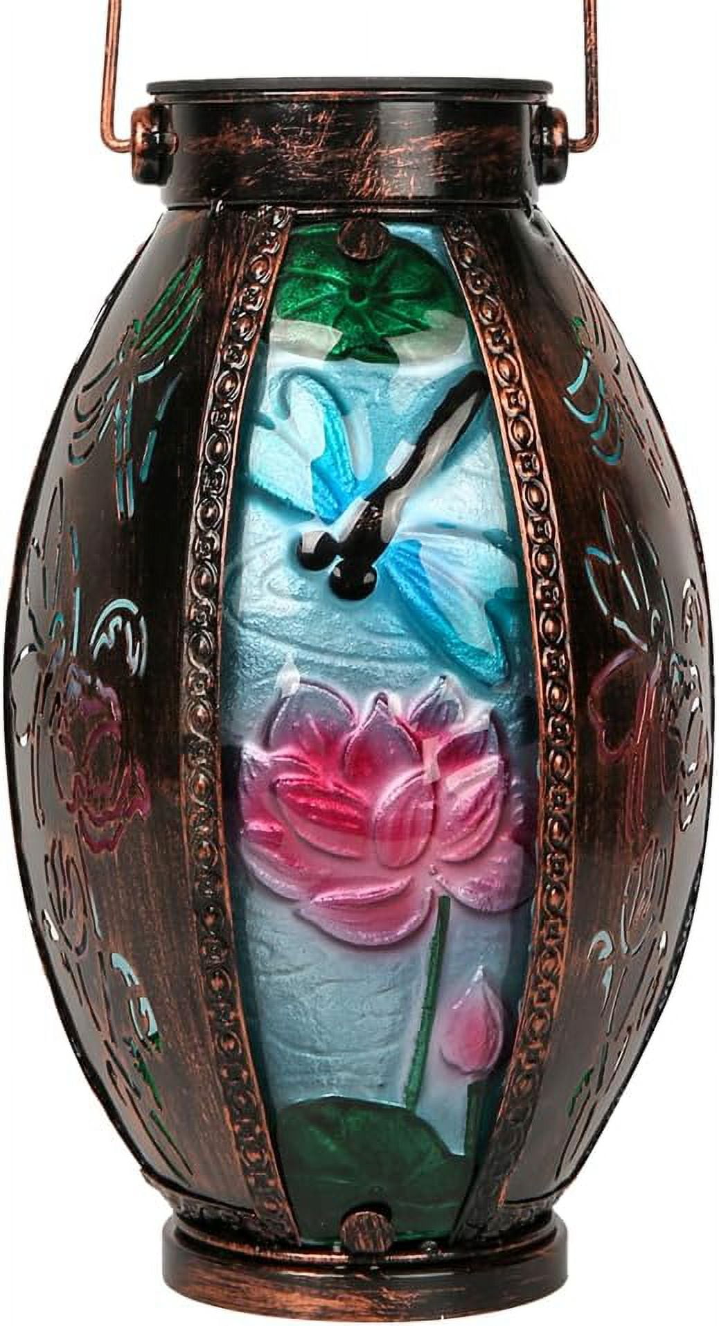 QYUN-Solar Lantern Outdoor Waterproof Glass Metal Tabletop Solar Lamp ...