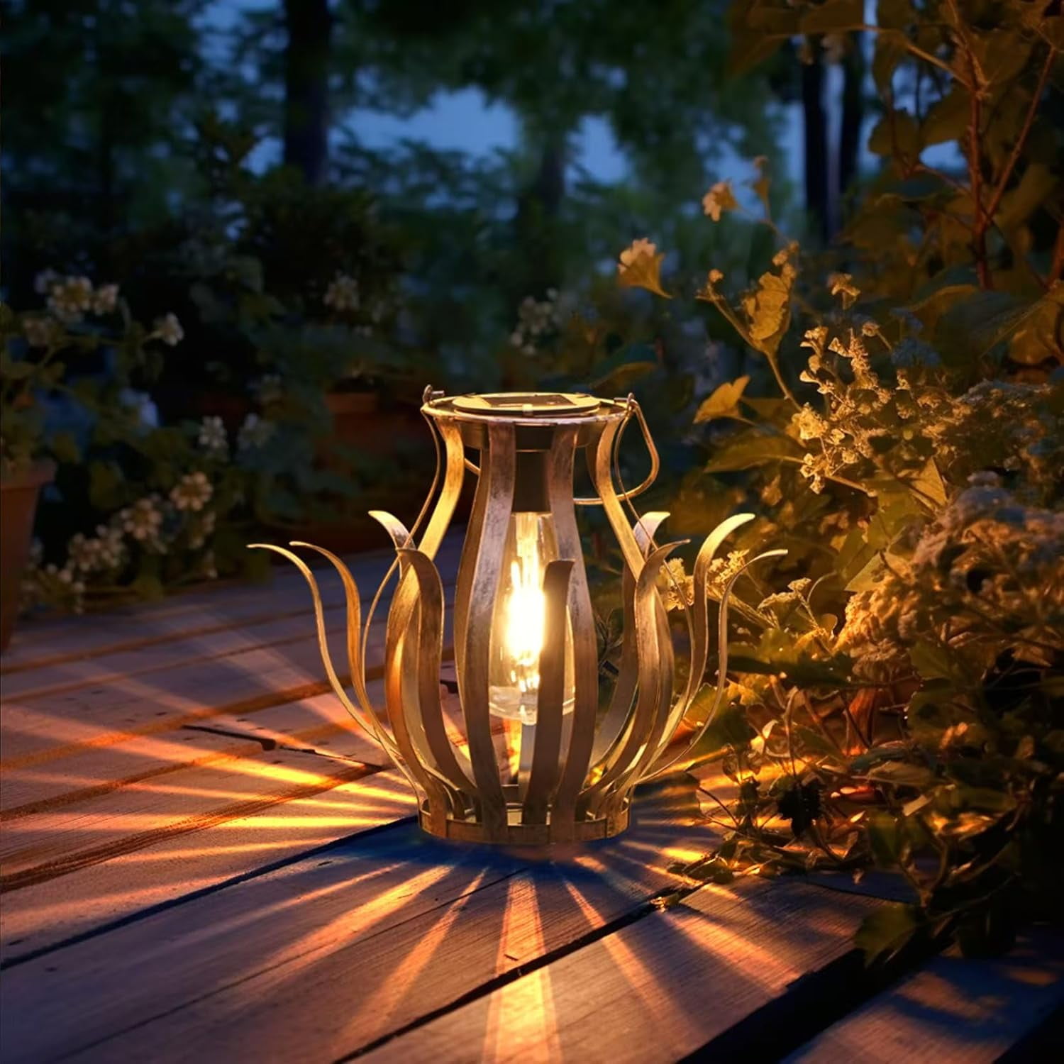 QYUN-Solar Lantern Outdoor Waterproof Metal Hanging Solar Lights For ...