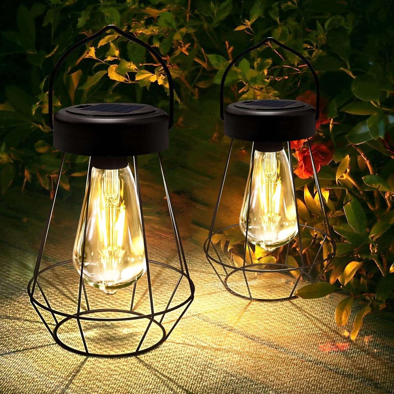 QYUN-Solar Lanterns Outdoor Lights,Metal Hanging Solar Lights,Outdoor ...