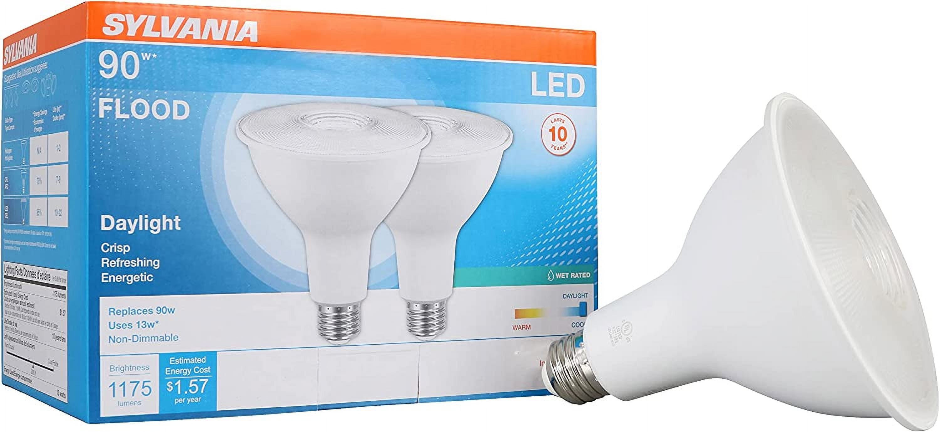 QYUN-Sylvania Led Flood Par38 Light Bulb, 90W Equivalent, Efficient 13W ...