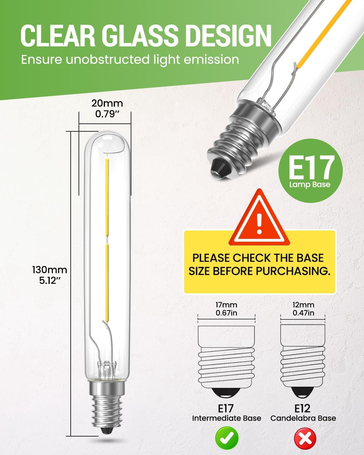 QYUN-T6.5 LED Exit Sign Light Bulbs,2W Refrigerator Light Bulb,20W T6.5 ...