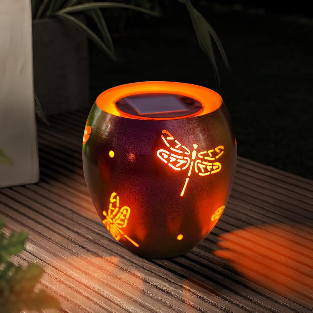 QYUN-Table Lantern Solar Lights Outdoor Waterproof, Purple Hollow ...