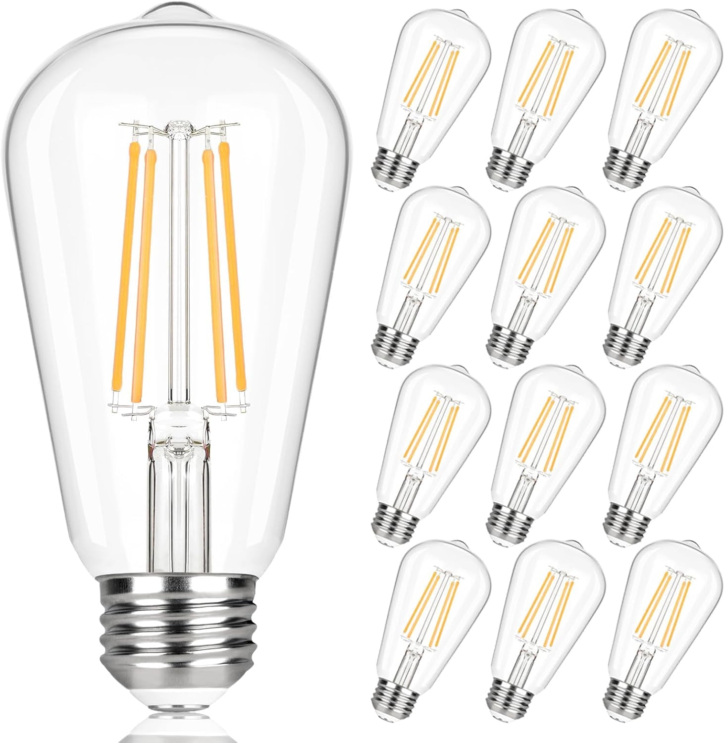 QYUN-Vintage Led Edison Light Bulbs 60W Equivalent, 900Lm Super Bright ...
