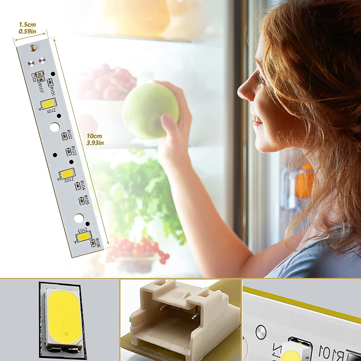 QYUN-WR55X26671 LED Light Board Compatible for GE Refrigerator Led ...