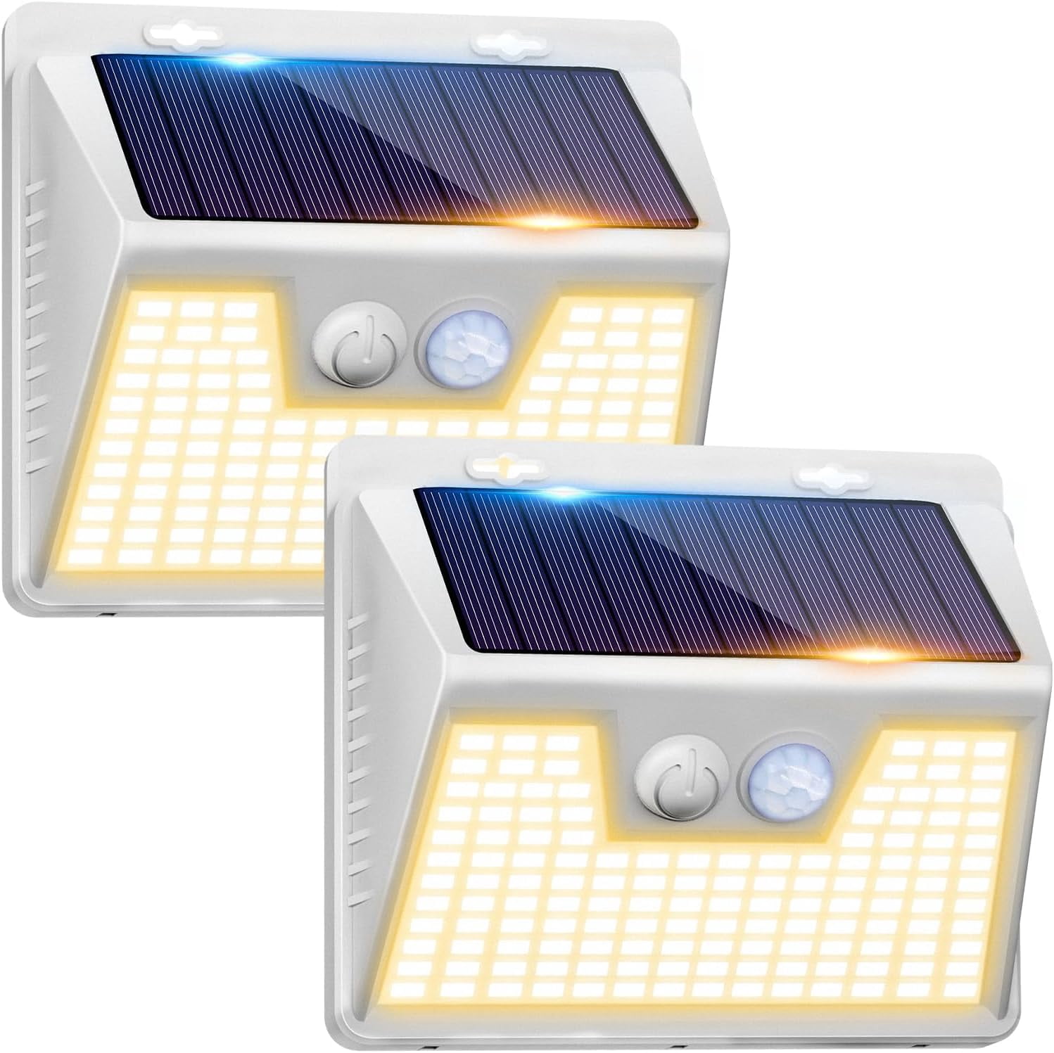 QYUN-White Frame Solar Motion Sensor Lights Outdoor - 2 Packs, 180Led ...