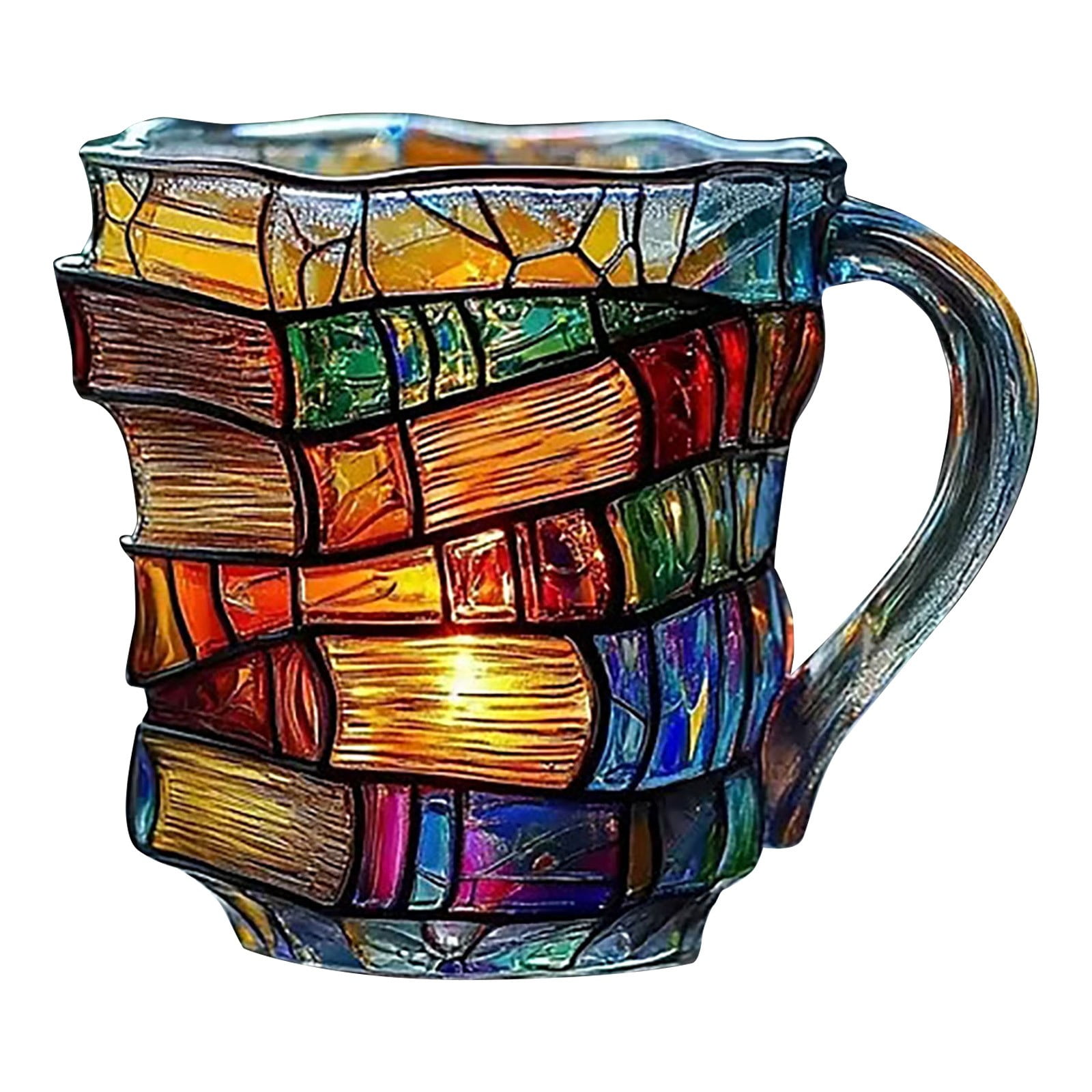 QYXQPYO Clearance Colorful Painted Book Stack Mug, Unique Acrylic Book ...