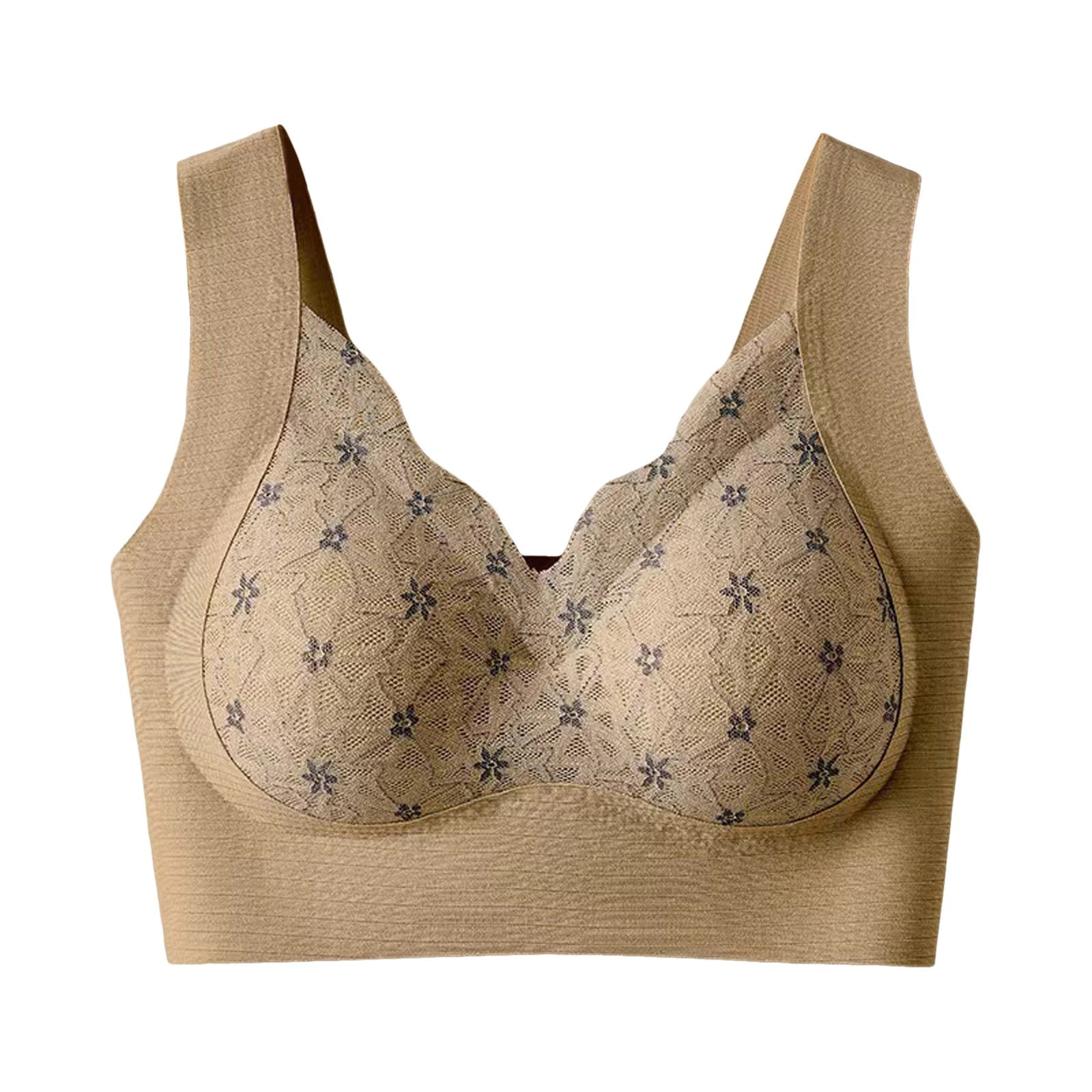 QYZEU Bras for Older Women Wireless Fashion Print Cotton Bra Lace Edge ...